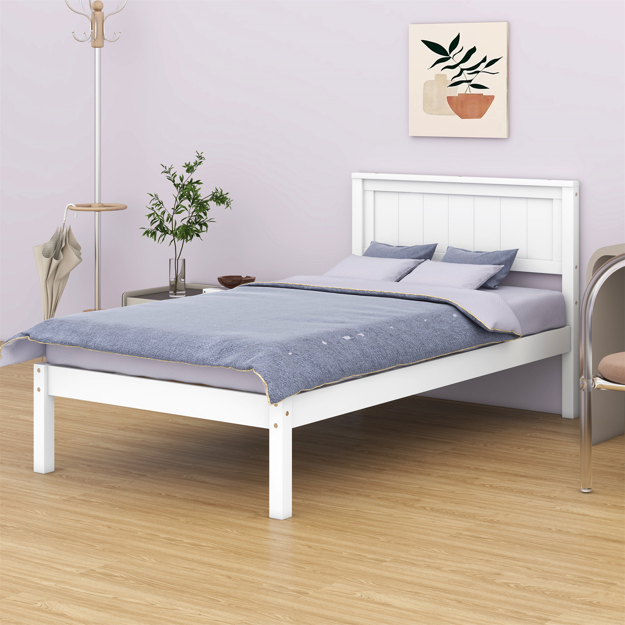 Red Barrel Studio® Platform Bed Frame With Headboard And Wood Slat ...