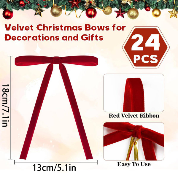 The Holiday Aisle® 24 PCS Bows Christmas Ornaments Decorations ...