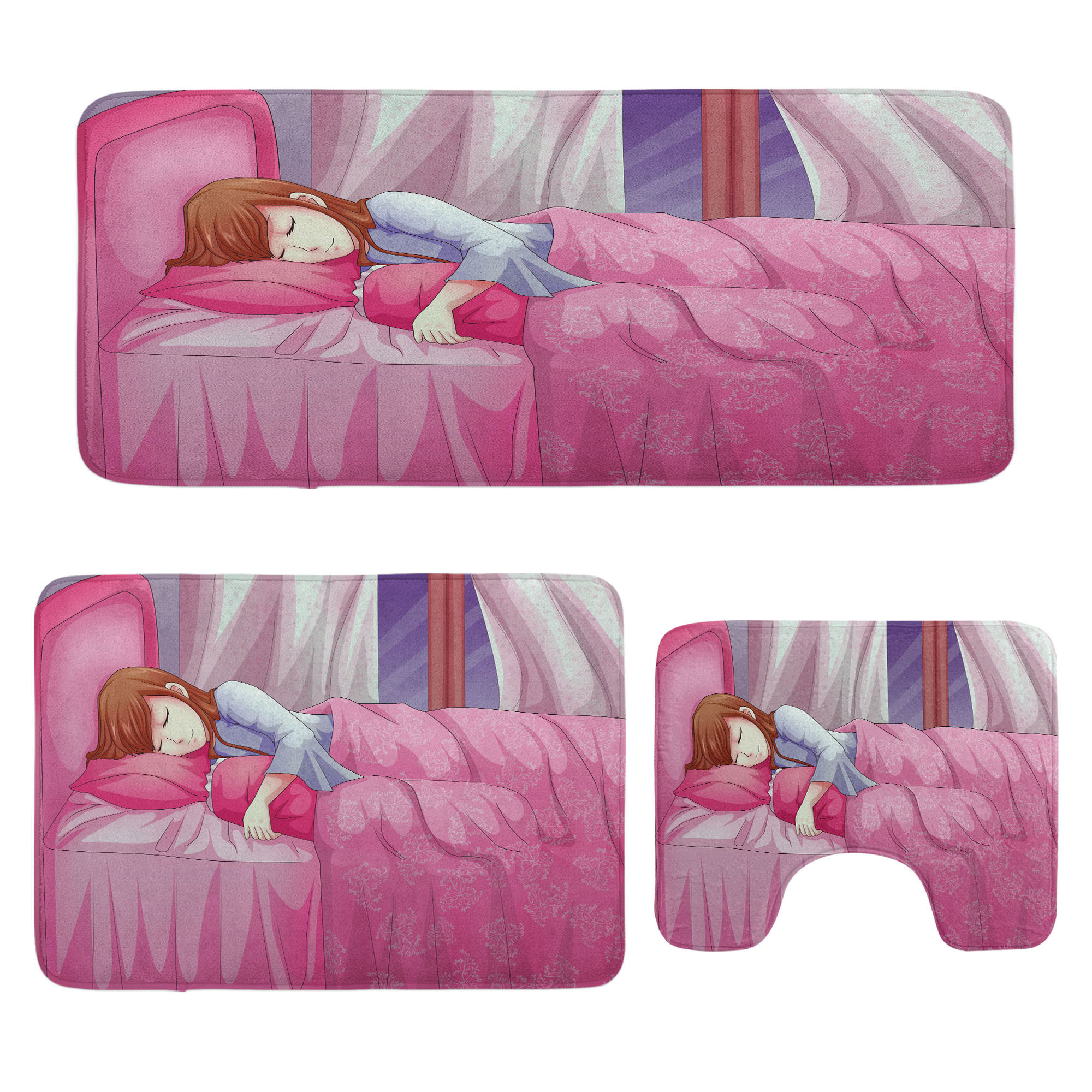 East Urban Home Anime Bathroom Rug Set 3 Pieces U-Shape & Rectangle ...