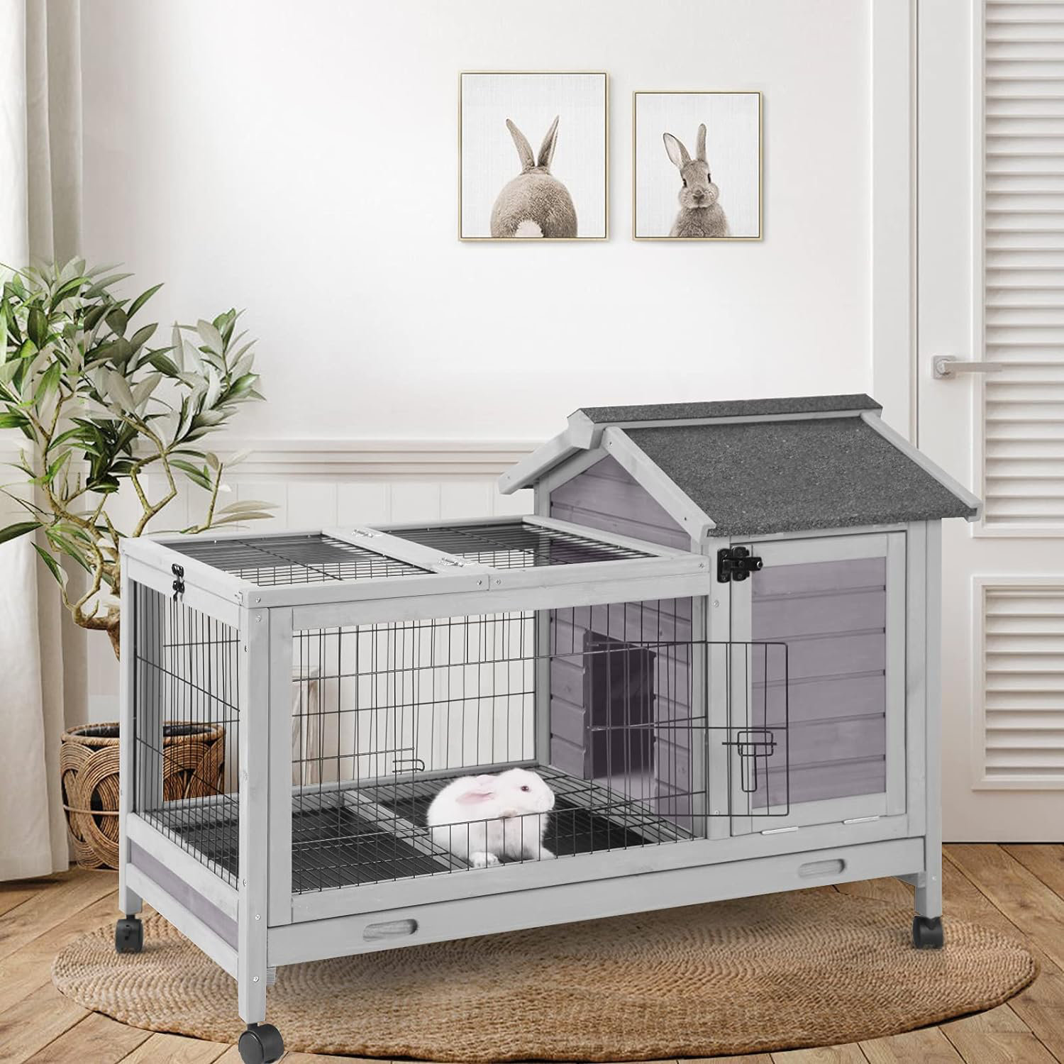 Tucker Murphy Pet™ Rabbit Hutch Indoor Outdoor Rabbit Cage Bunny Cage ...