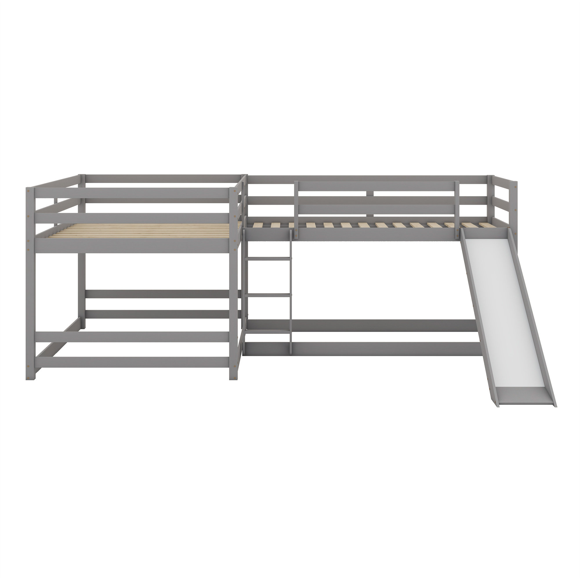 Harriet Bee L-Shaped Bunk Bed With Slide And Short Ladder | Wayfair