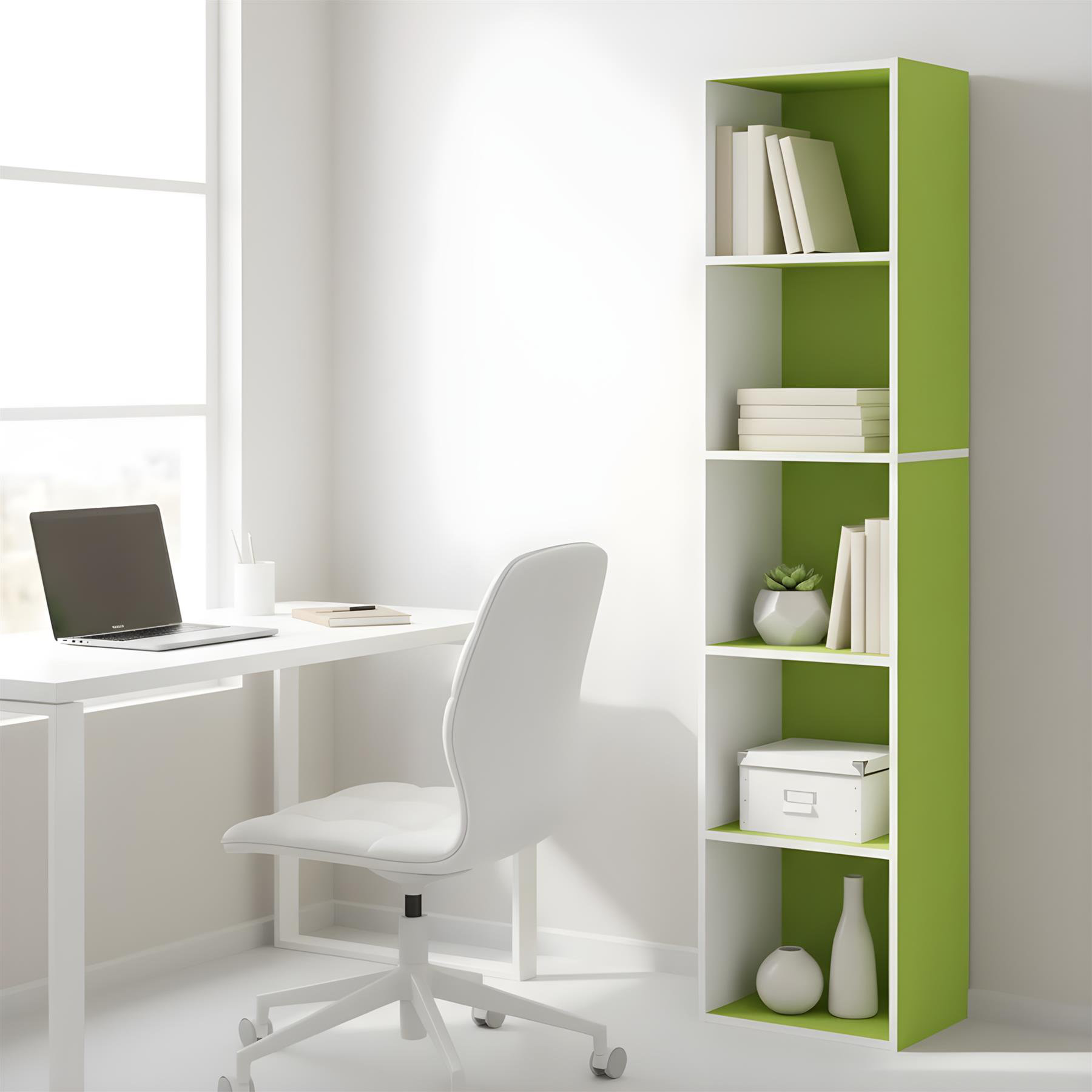 Ebern Designs Pasir 5 Tier Open Shelf Bookcase Amber Pine Modern ...