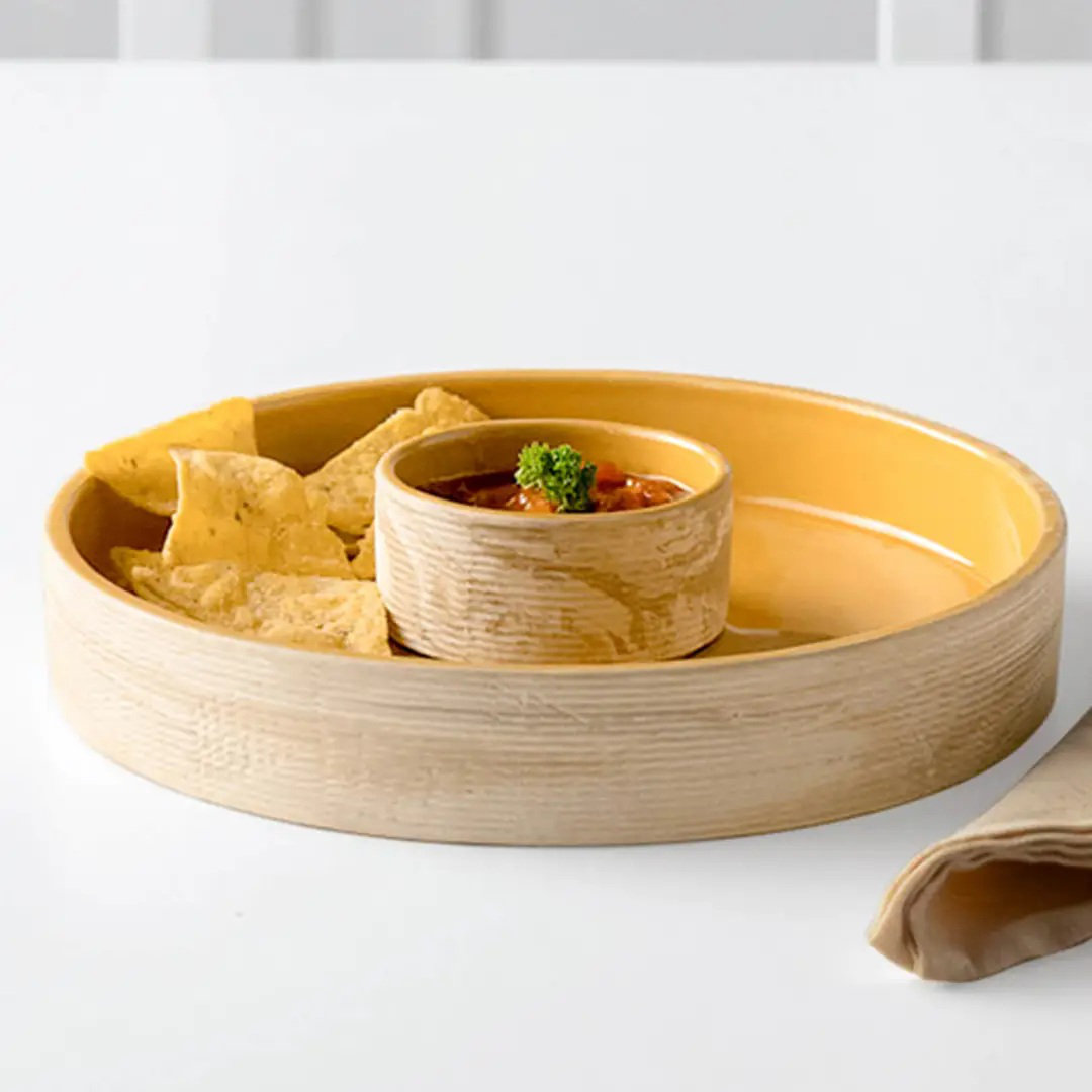 Ebern Designs Adym Handcrafted Sustainable Ceramic Chip-N-Dip Bowl ...