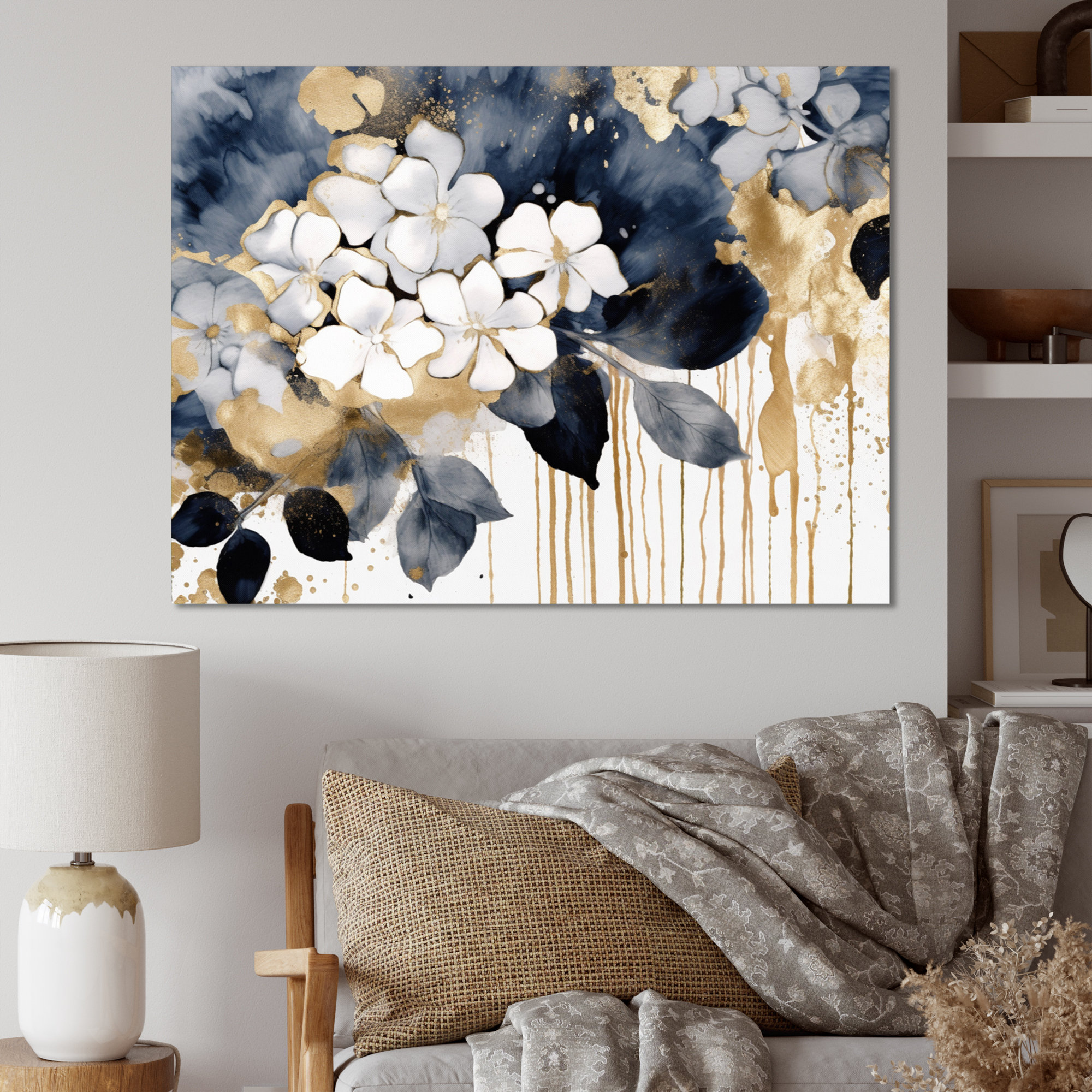 Winston Porter White Gold Hydrangea Blooms Heaven I On Canvas Print ...