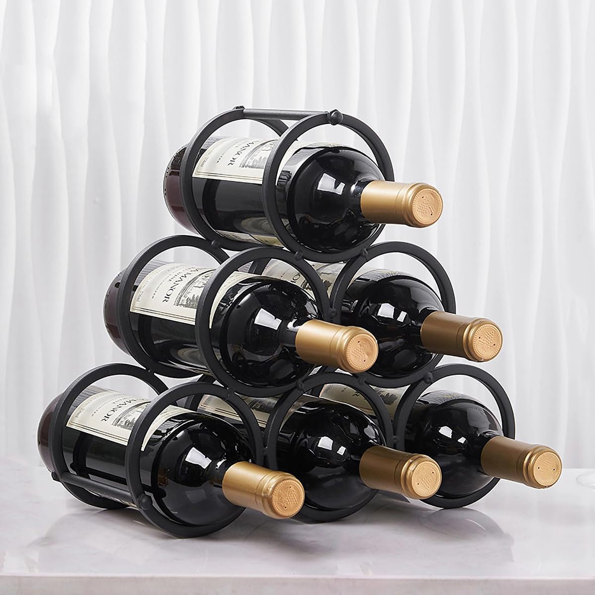 Latitude Run® Small Tabletop Wine Rack 6 Bottles Triangle Freestanding ...