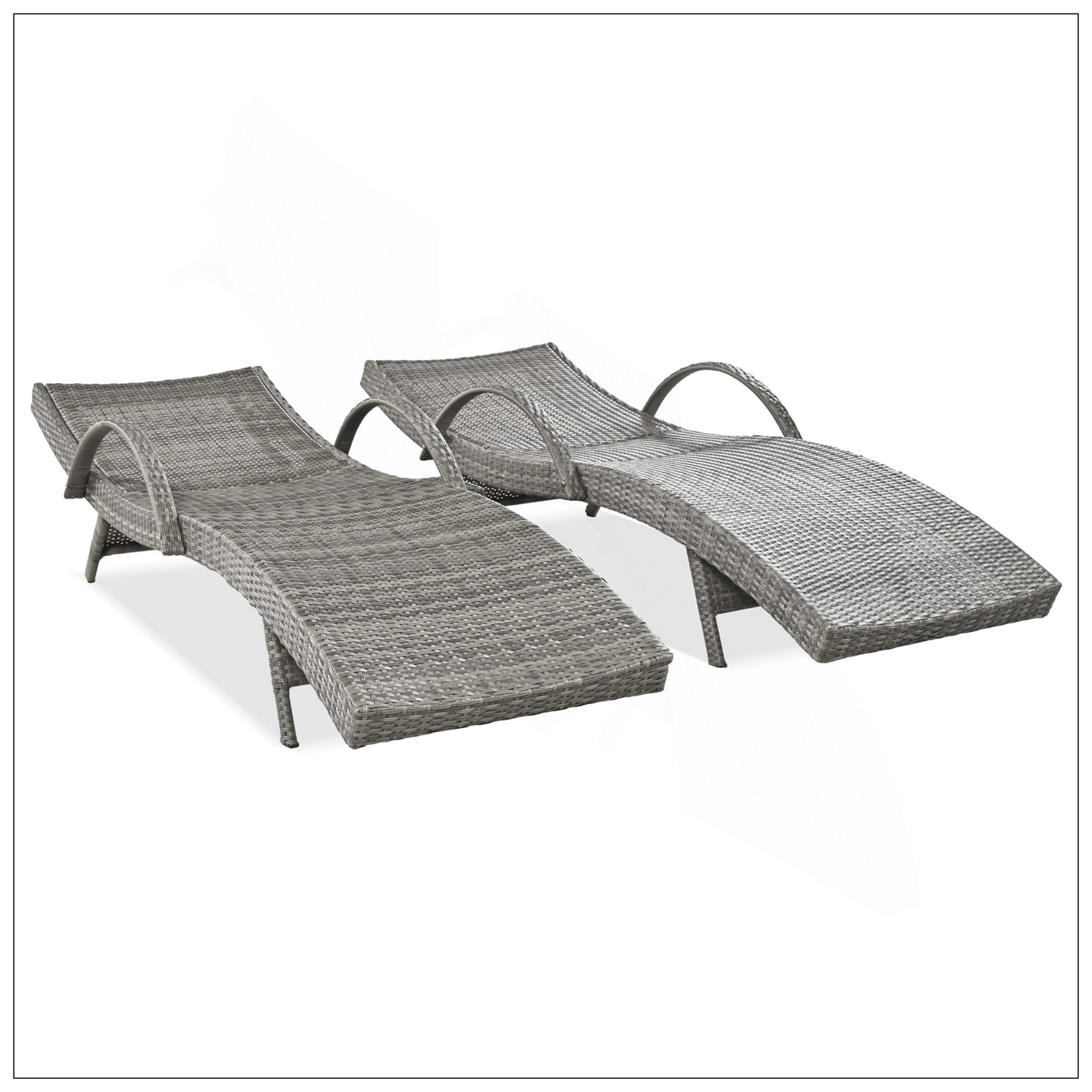 Hokku Designs Outstanding 80'' Outdoor Wicker Chaise Lounge Chairs Set ...