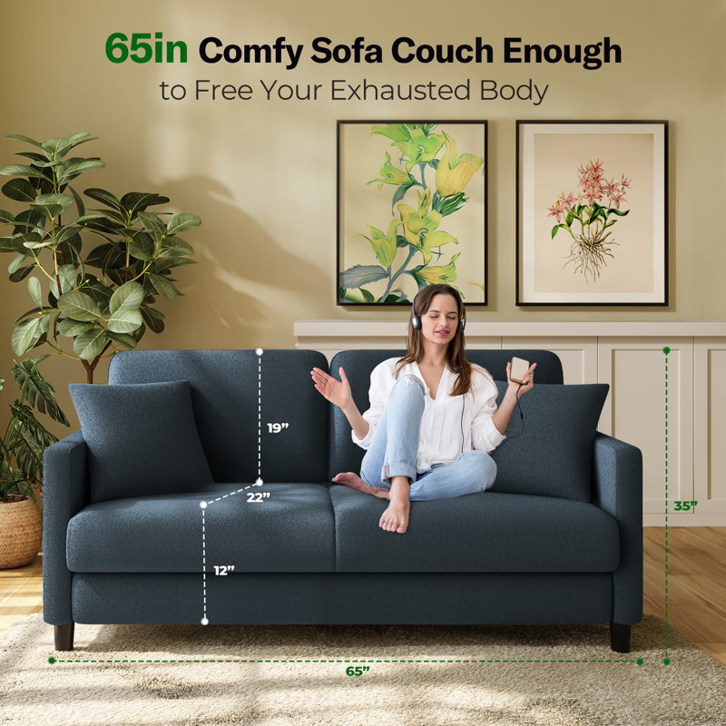 Ebern Designs Giavonnie 65'' Upholstered Loveseat, Teddy Sofa Couch ...