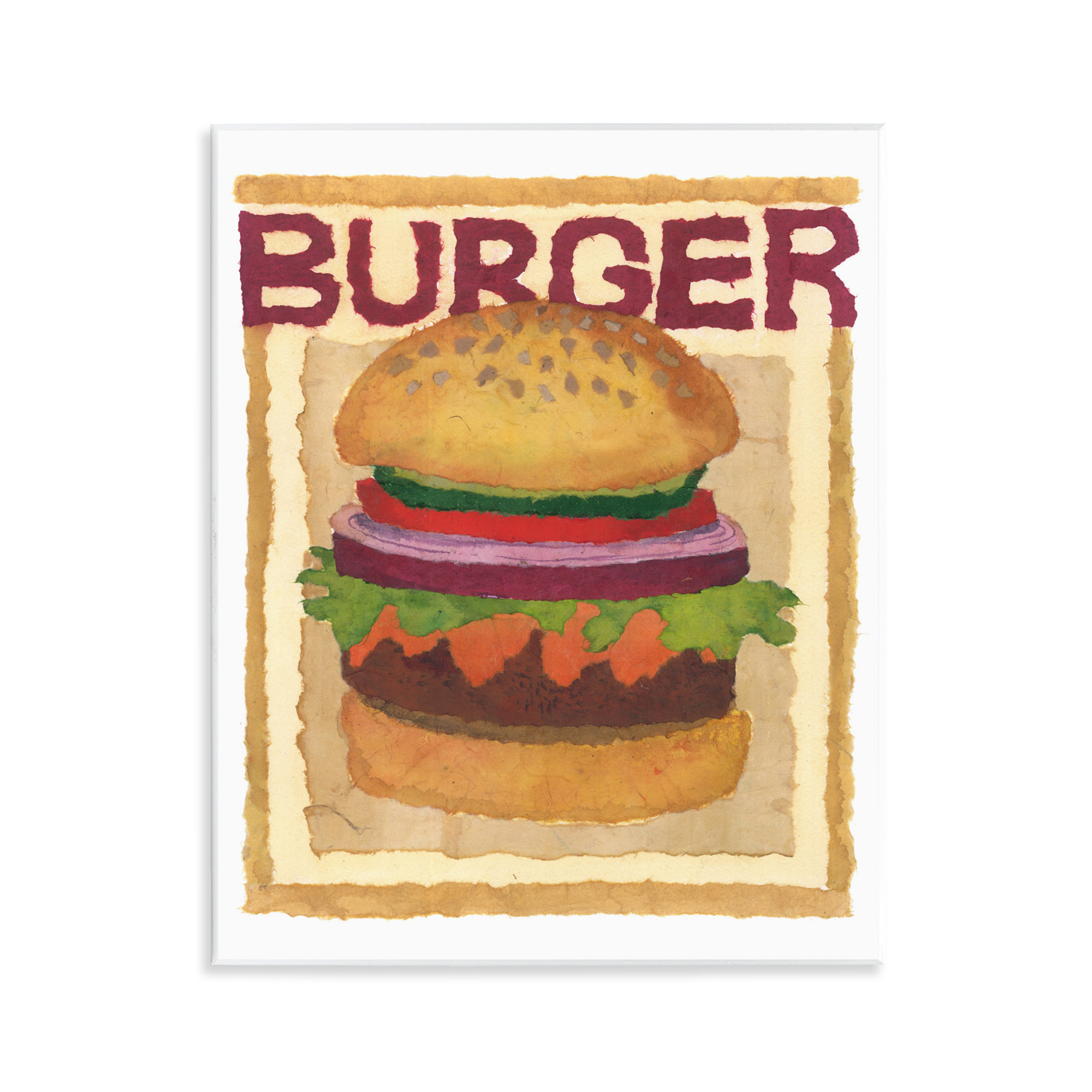Stupell Industries Watercolor Style Burger Wall Plaque Art by Nancy ...