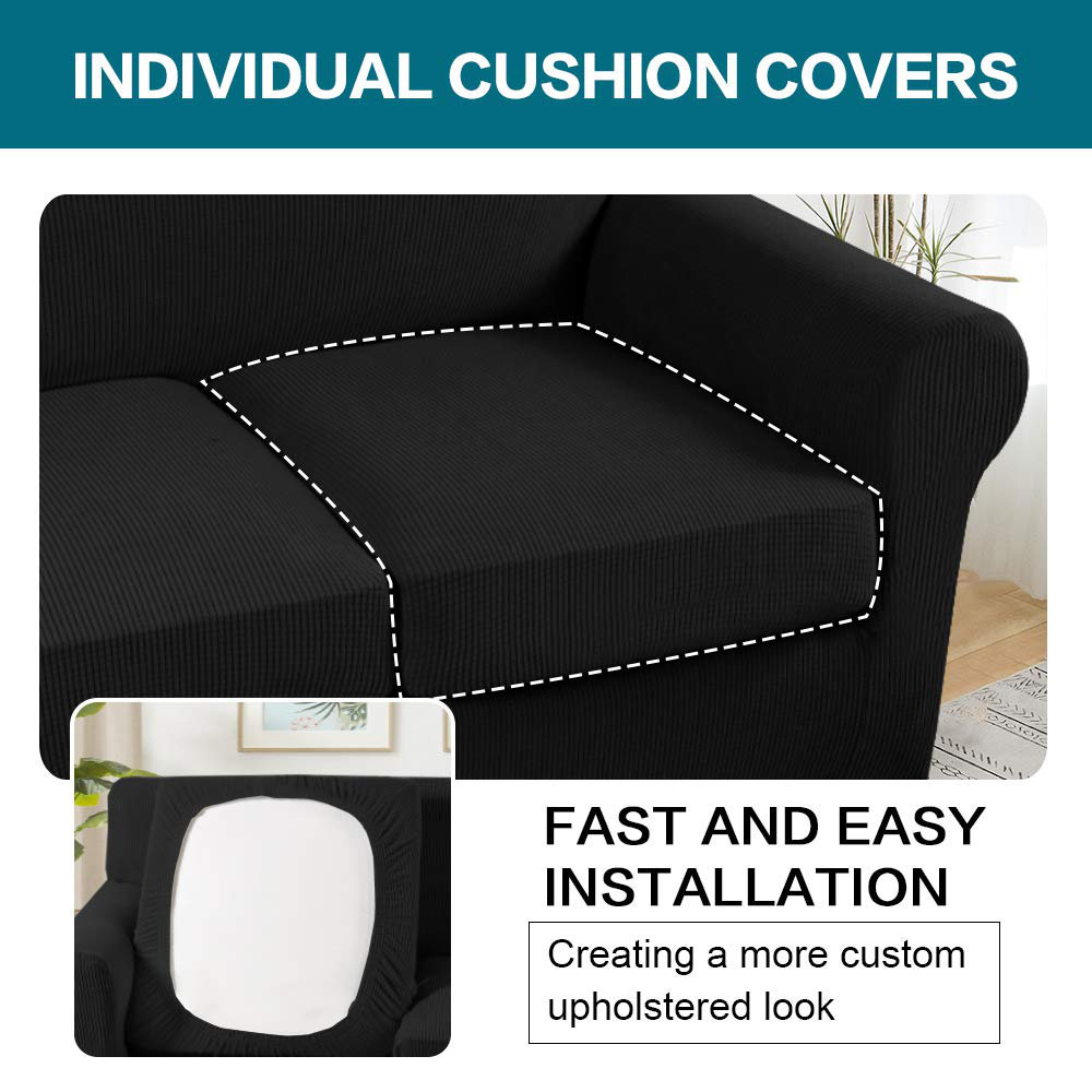 ENOLIL 4 Piece Sofa Covers for 3 Cushion Couch Sofa Slipcover Soft ...