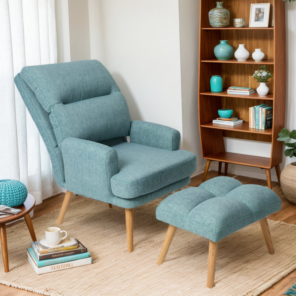 George Oliver Bergmann 25'' Wide and Ottoman | Wayfair