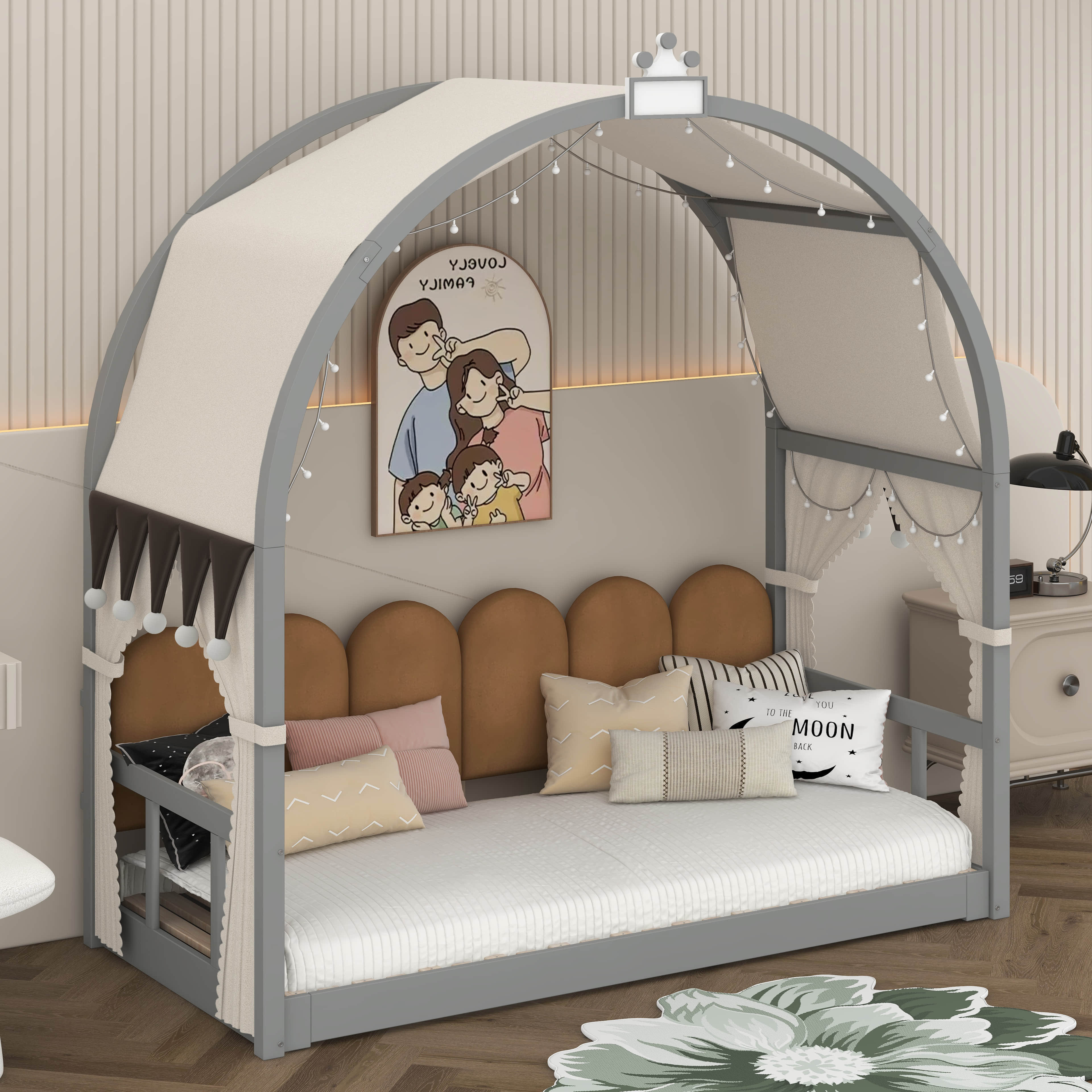Lark Manor™ Twin Size Extended Bed With Arched Roof And Trundle | Wayfair