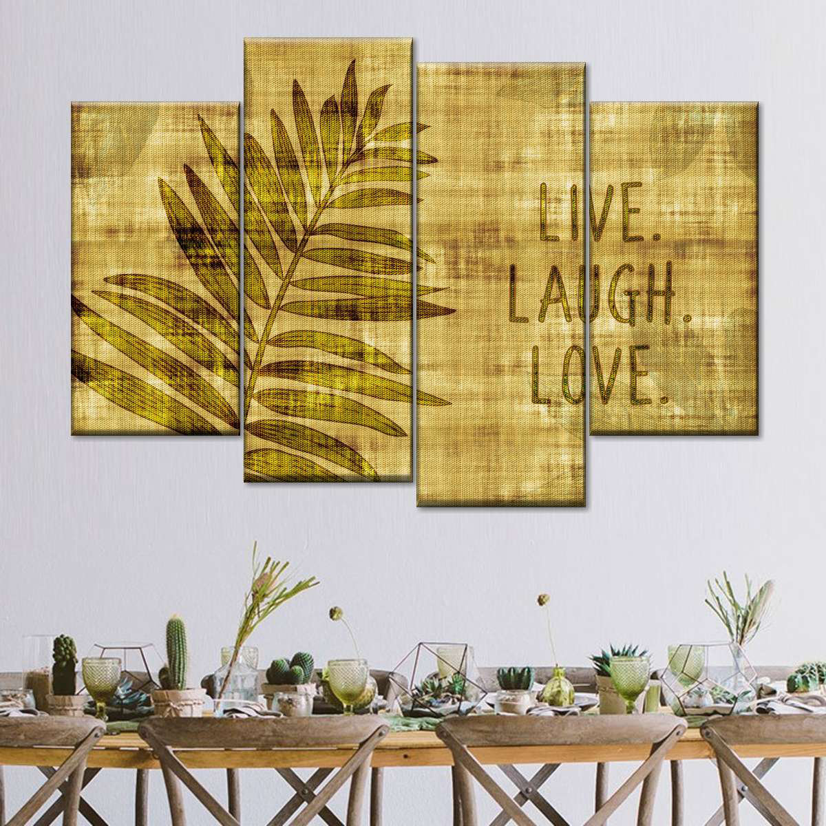 Trinx Motivational Typography Botanical Live Laugh Love On Canvas 4 ...