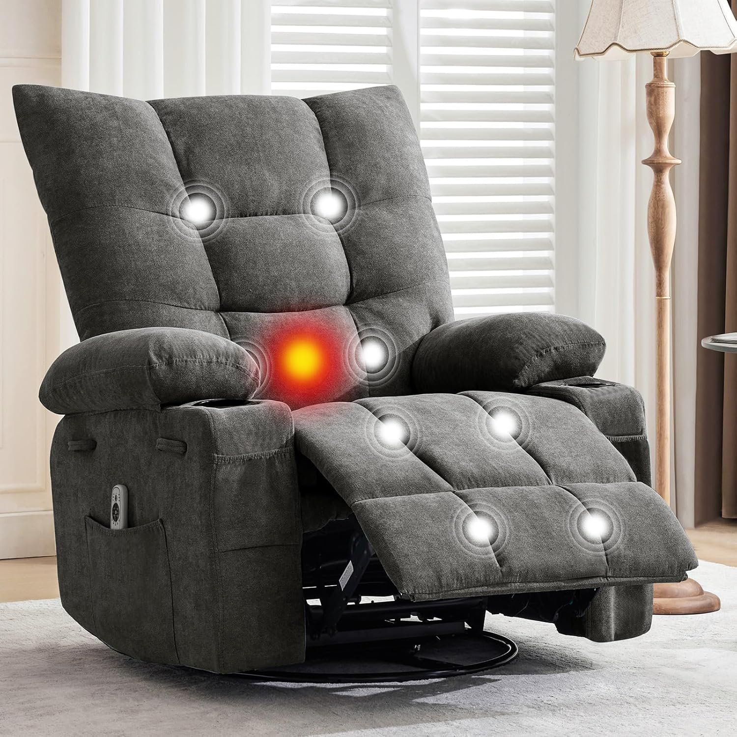 Ebern Designs 23 Inch Massage Swivel Rocker Recliner Chair With ...