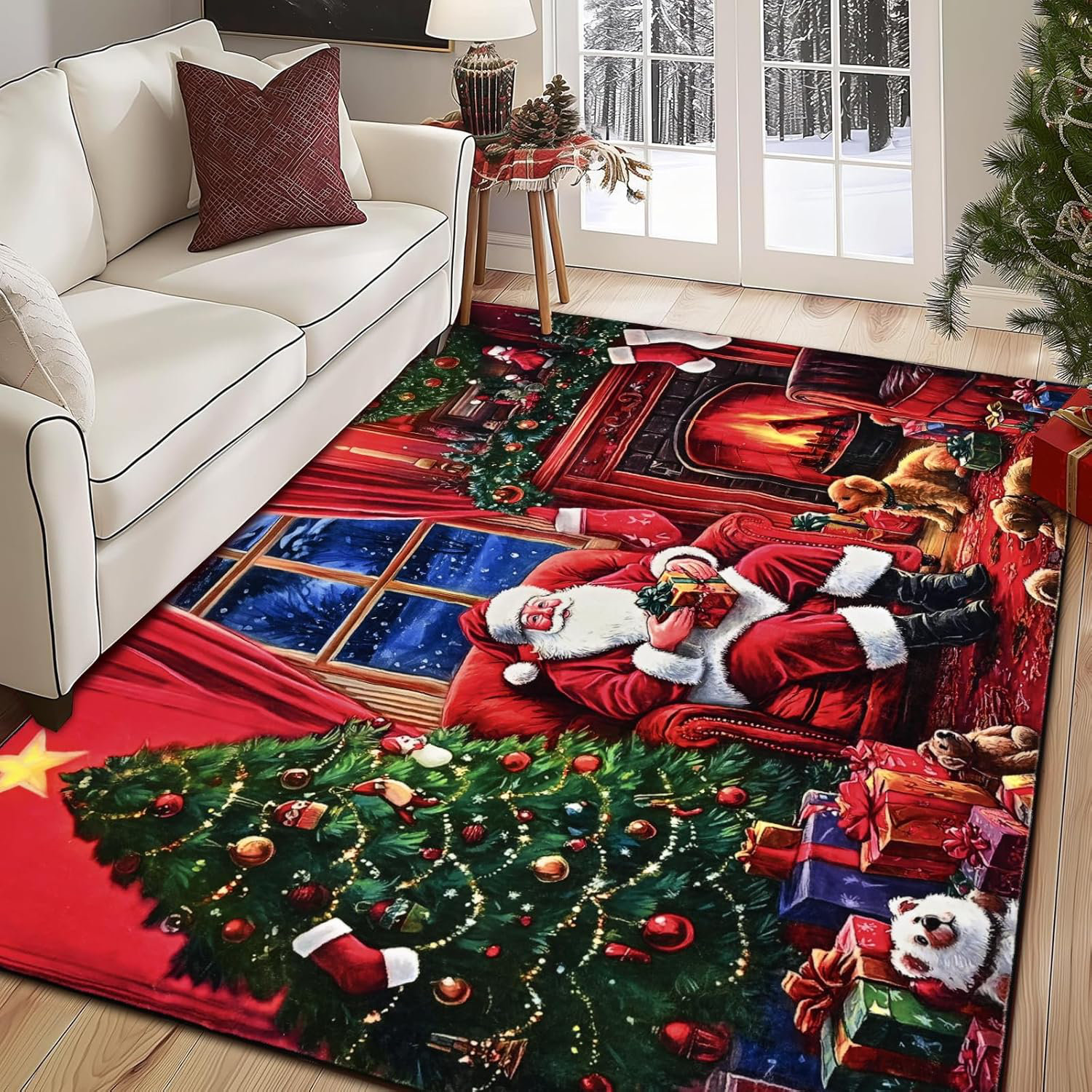 The Holiday Aisle® Christmas Area Rug For Living Room, Santa Claus ...