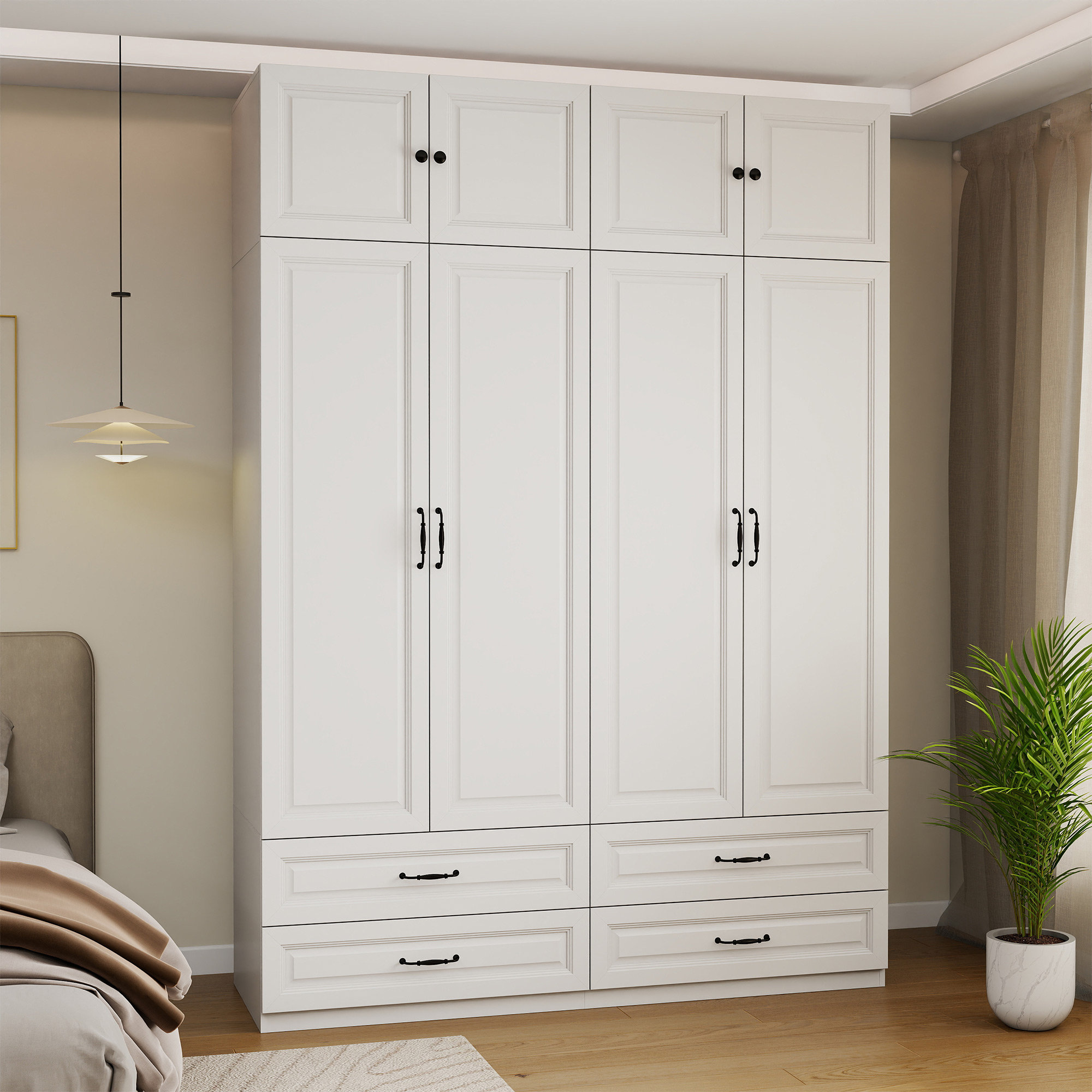 Latitude Run® Modern Armoire Wardrobe Closet With 4 Drawers: 89 ...