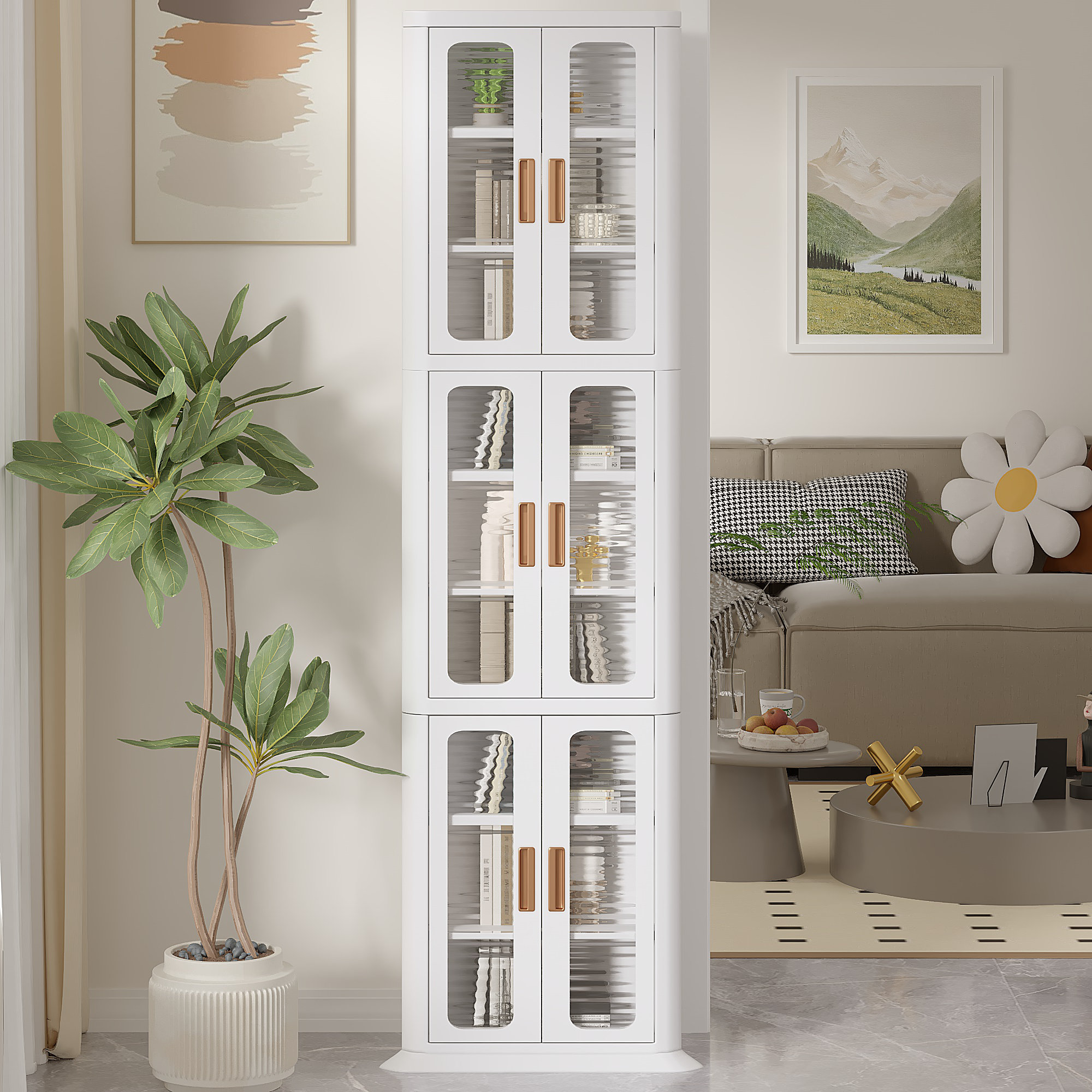 Latitude Run® White 3-Tier Corner Storage Bins Stackable Multipurpose ...