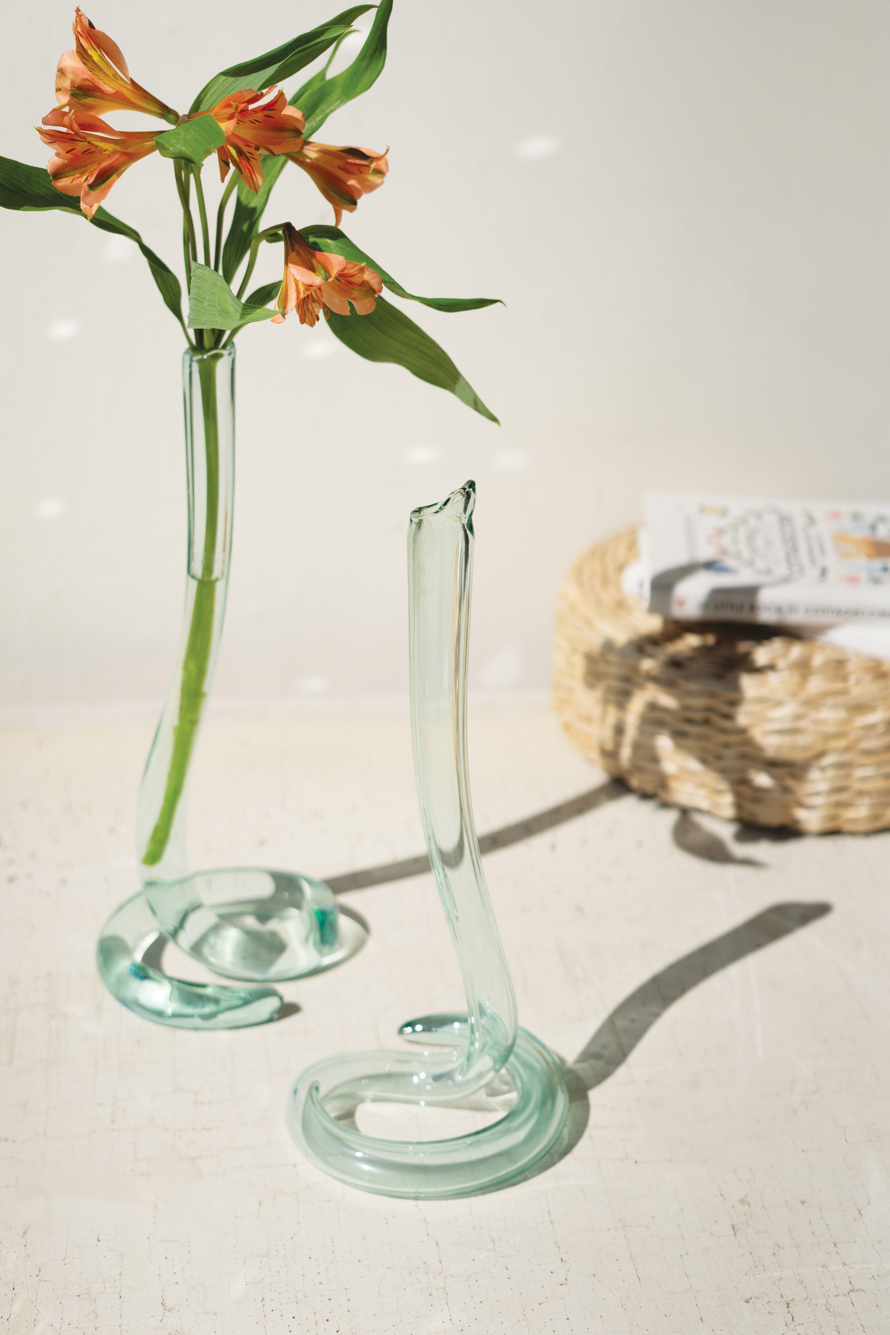 Wrought Studio SET OF TWO RECYCLED GLASS SNAKE VASES | Wayfair