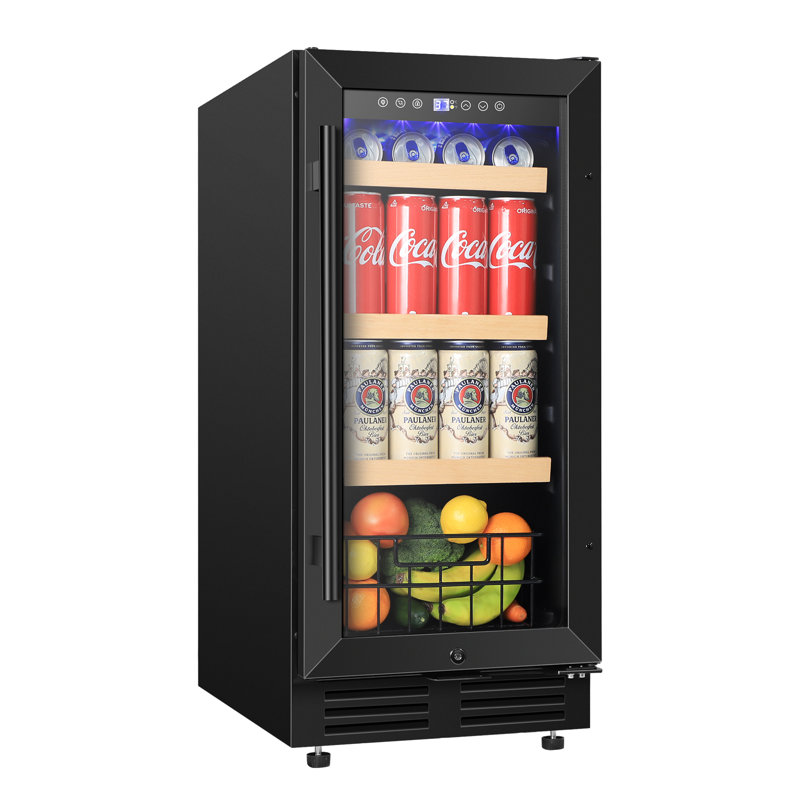 Tittla 15" Black Beverage Refrigerator 130 Can Built-In/Freestanding ...