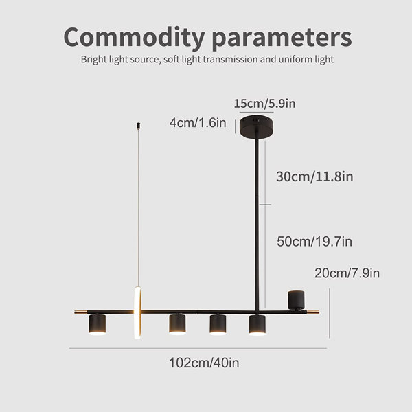 Orren Ellis Luminaire suspendu linéaire à DEL 6 lumières Tyreik Modern ...