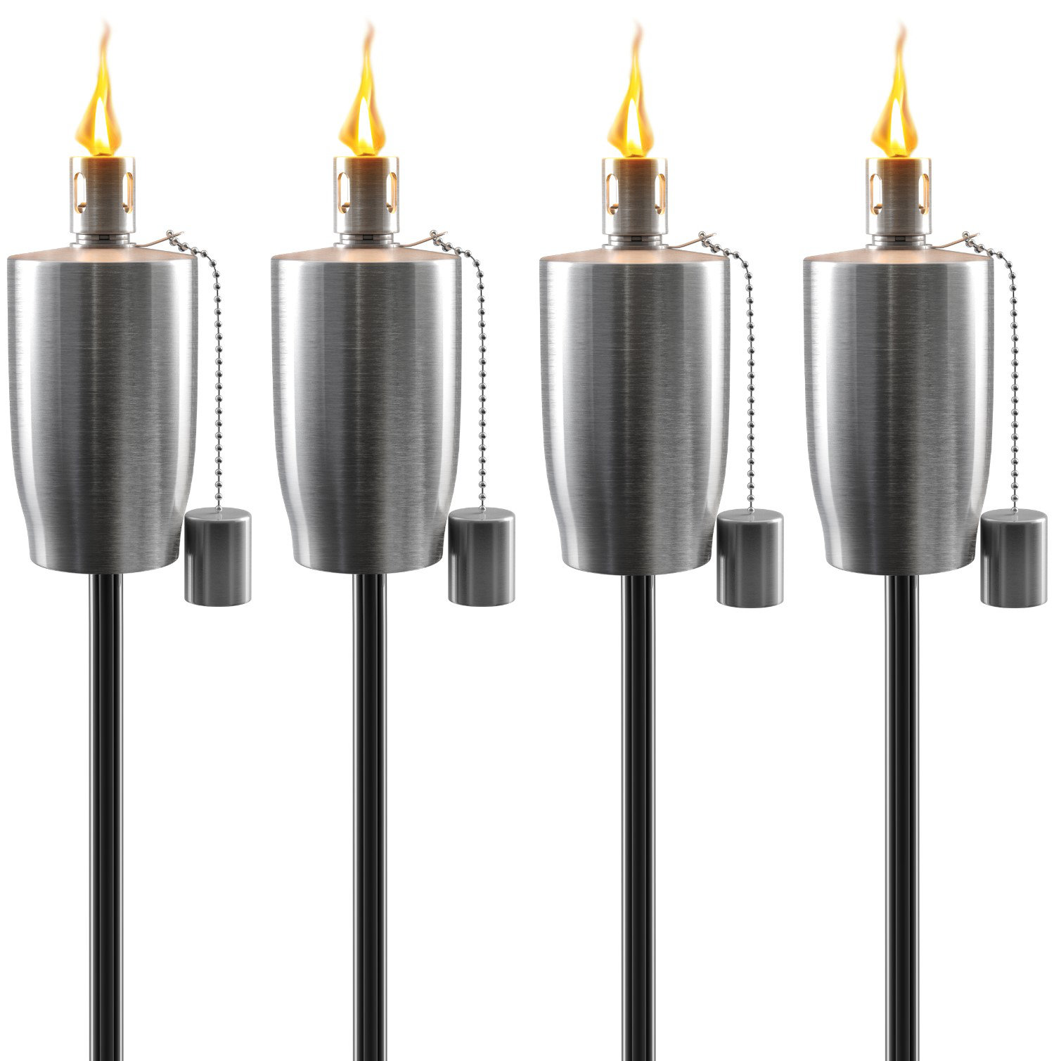 Sorbus Stainless Steel Outdoor Tiki Torches 60" Fiberglass Wick Set of ...