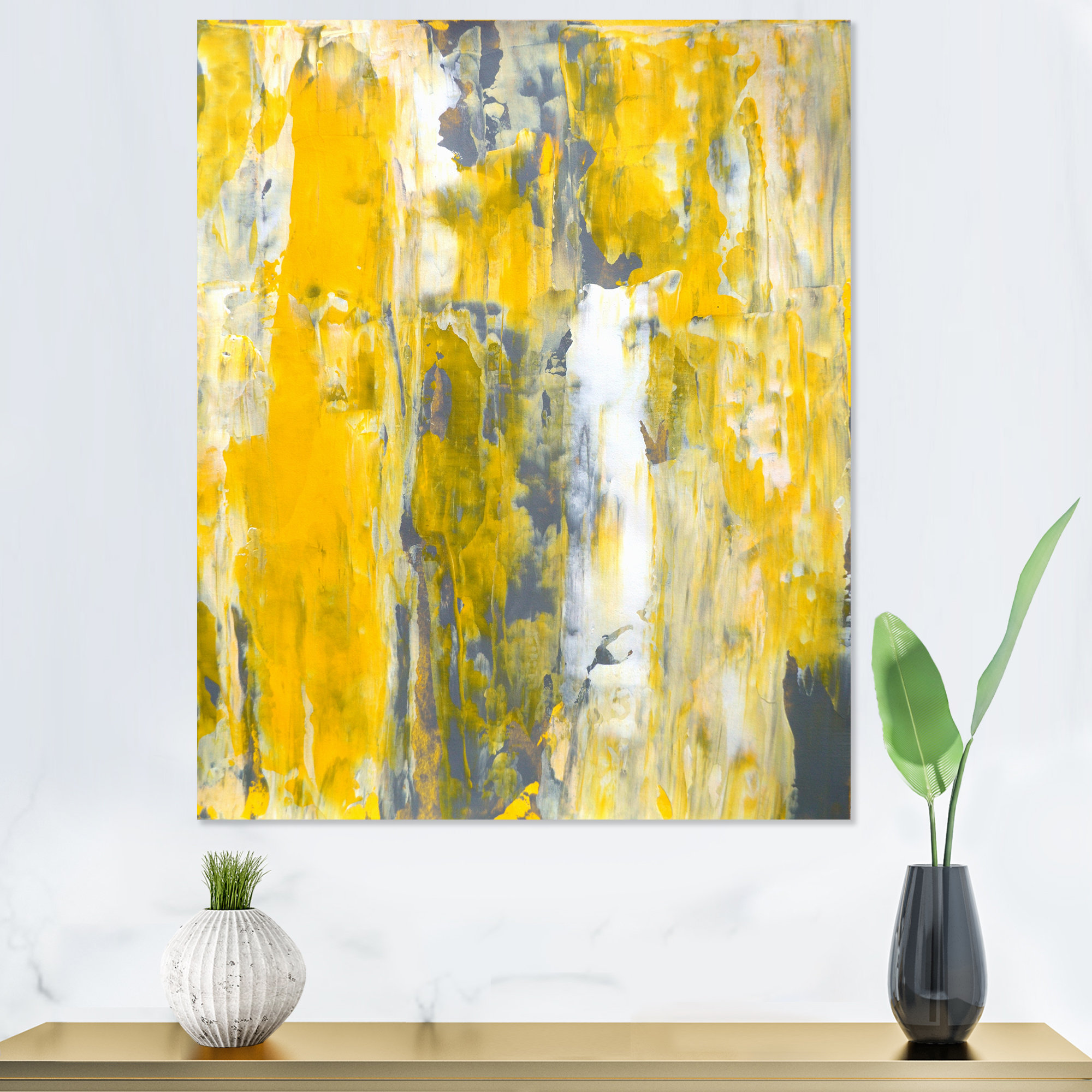 Wrought Studio™ Yellow And Gray Merging Abstract IX - Modern ...