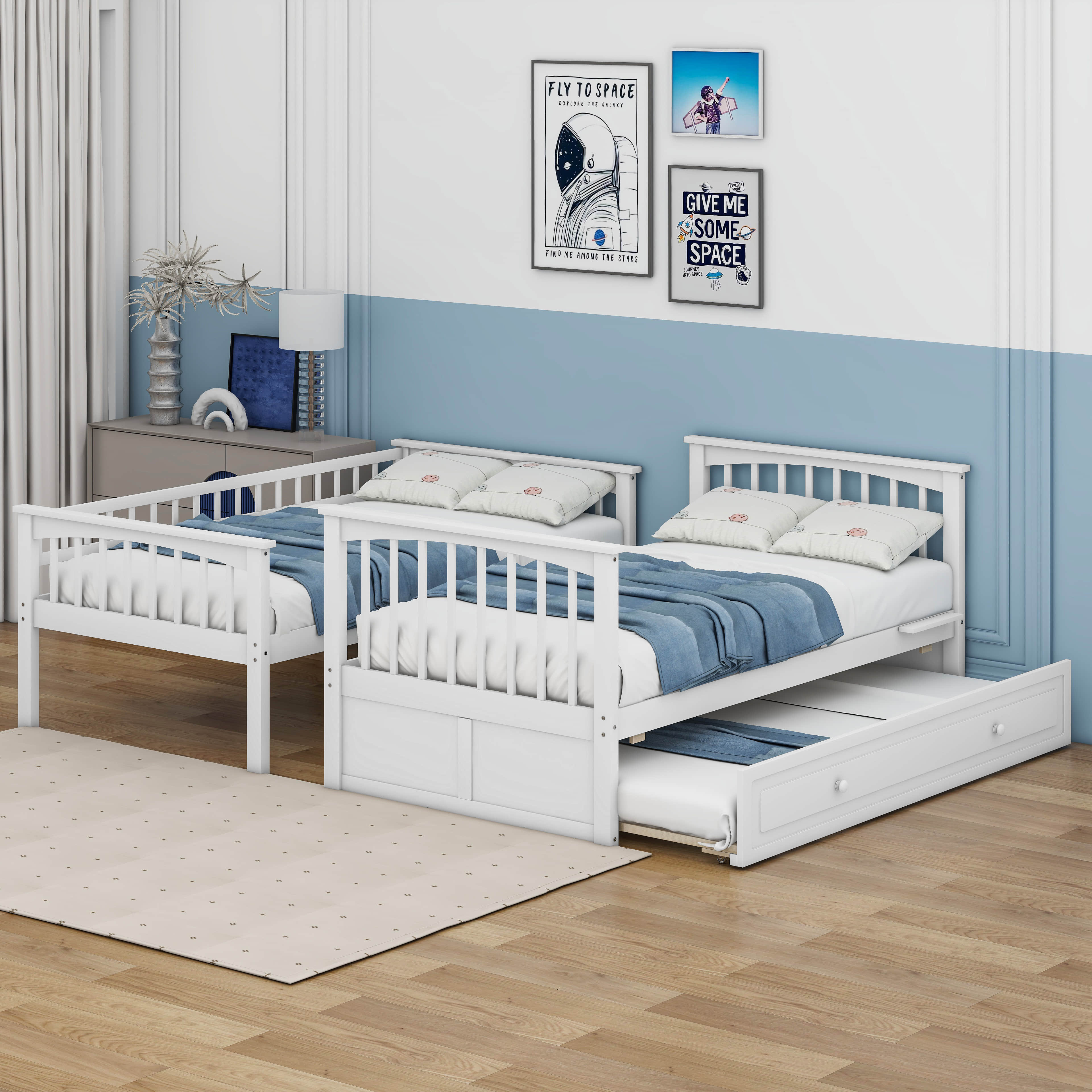 Cosmic Kids Bunk Bed with Trundle, Convertible Beds | Wayfair