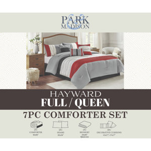 Linen Store Hayward Red/Gray Microfiber 7 Piece Comforter Set | Wayfair