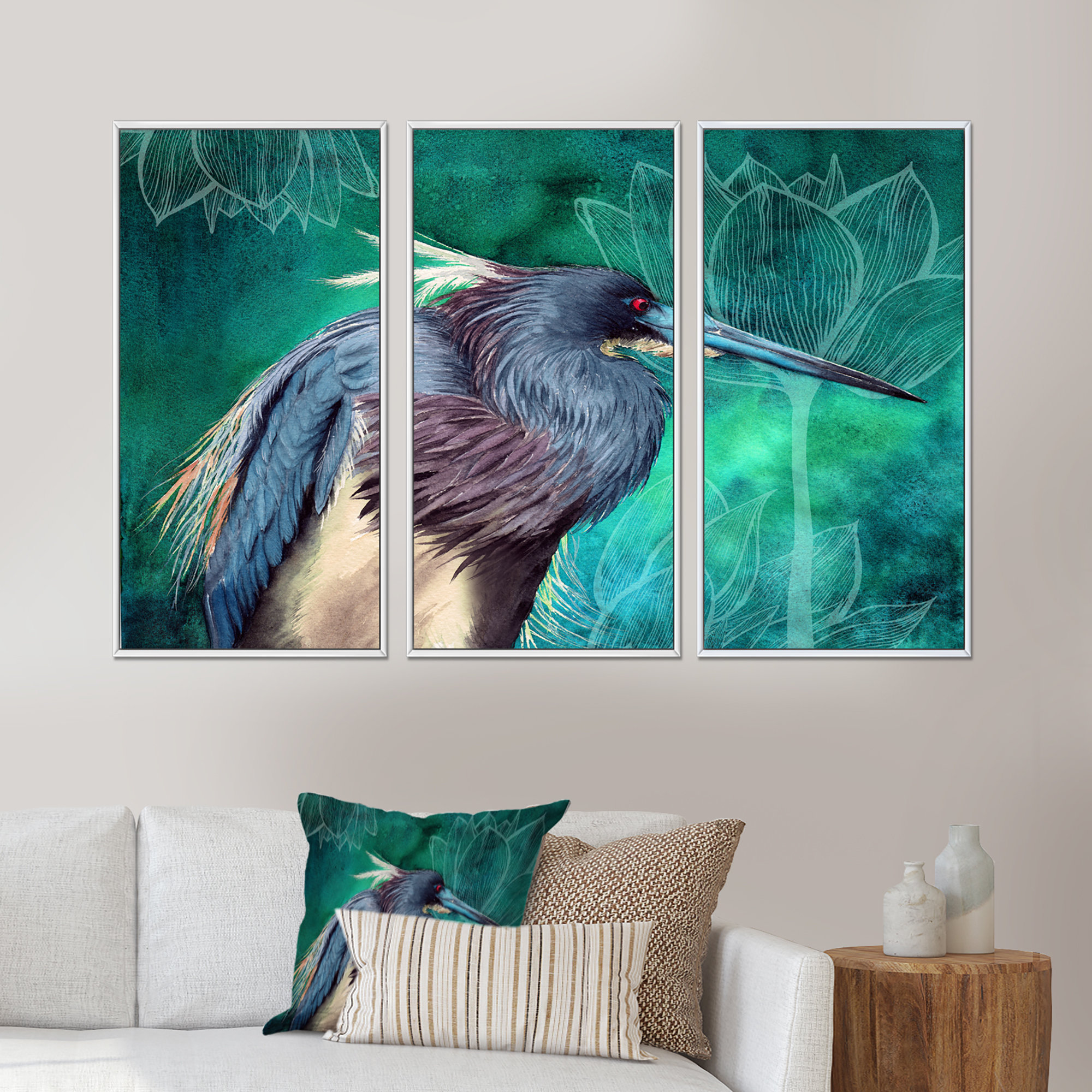 Red Barrel Studio® Blue Marble Clouds On White - 3 Piece Floater Frame ...