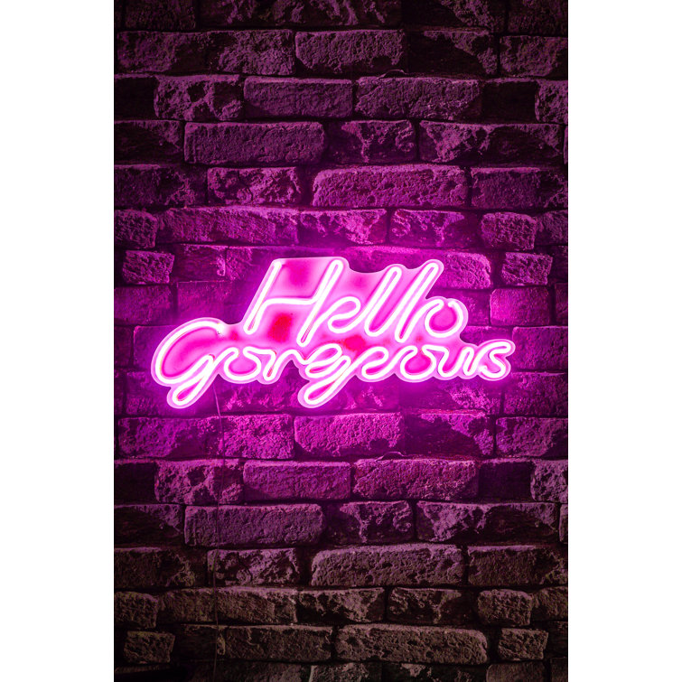Trinx Novelty 20" Hello Gorgeous Neon Sign For Wall Décor, Hello ...
