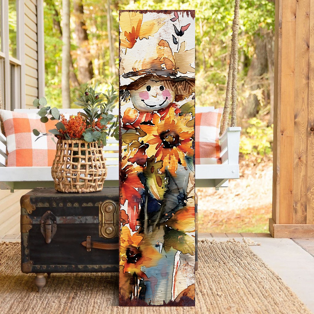 Ophelia & Co. 36in Fall Scarecrow Porch Sign - Watercolor Fall Decor ...