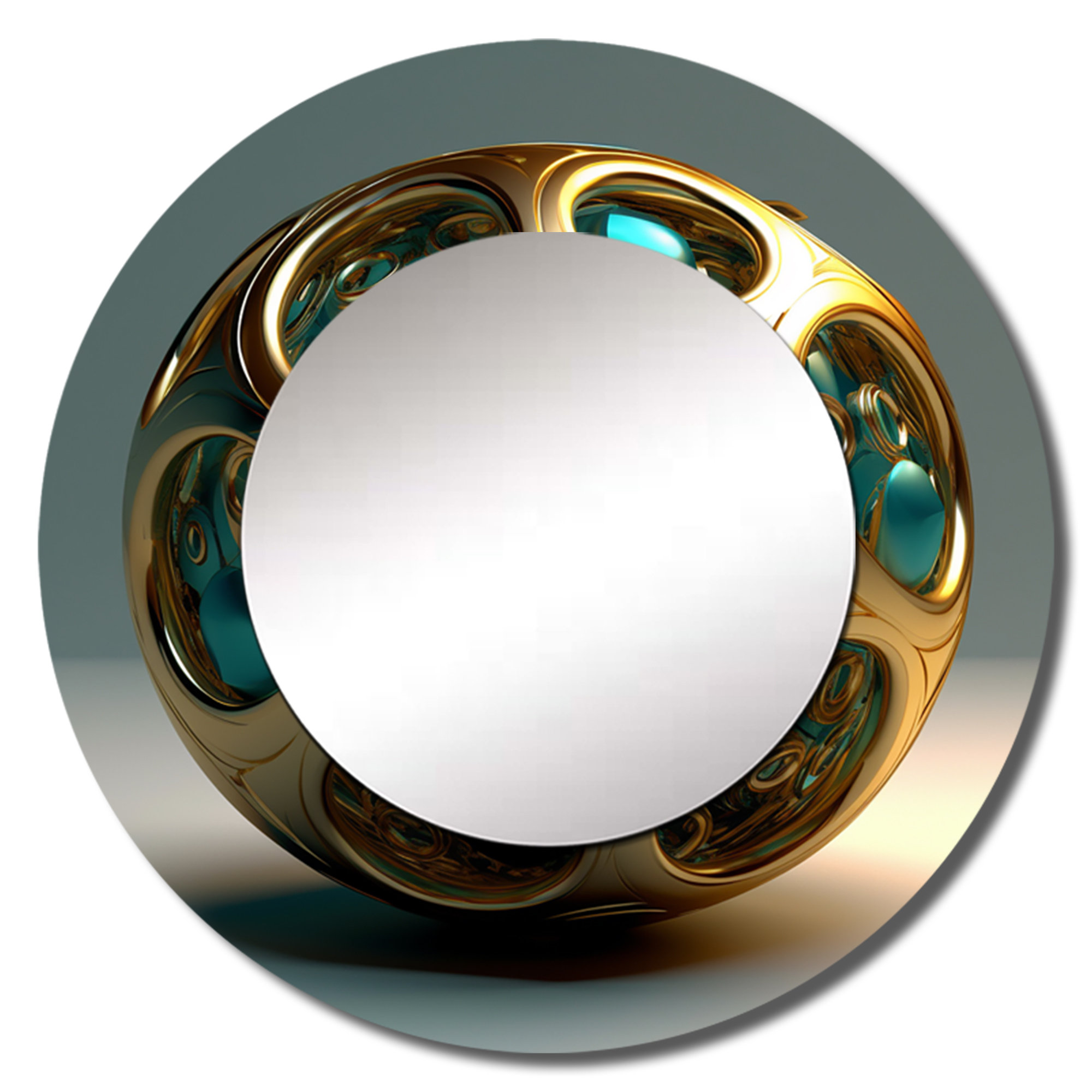 Design Art Confronting Infinity 3D Turquoise Gold Sphere II - Abstract ...