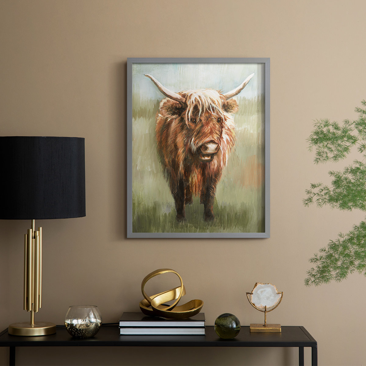 Loon Peak® Happy Highlander Framed Print - Solid Wood | Wayfair