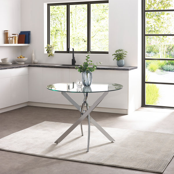 Metro Lane Darnice ROUND GLASS DINING TABLE | Wayfair.co.uk