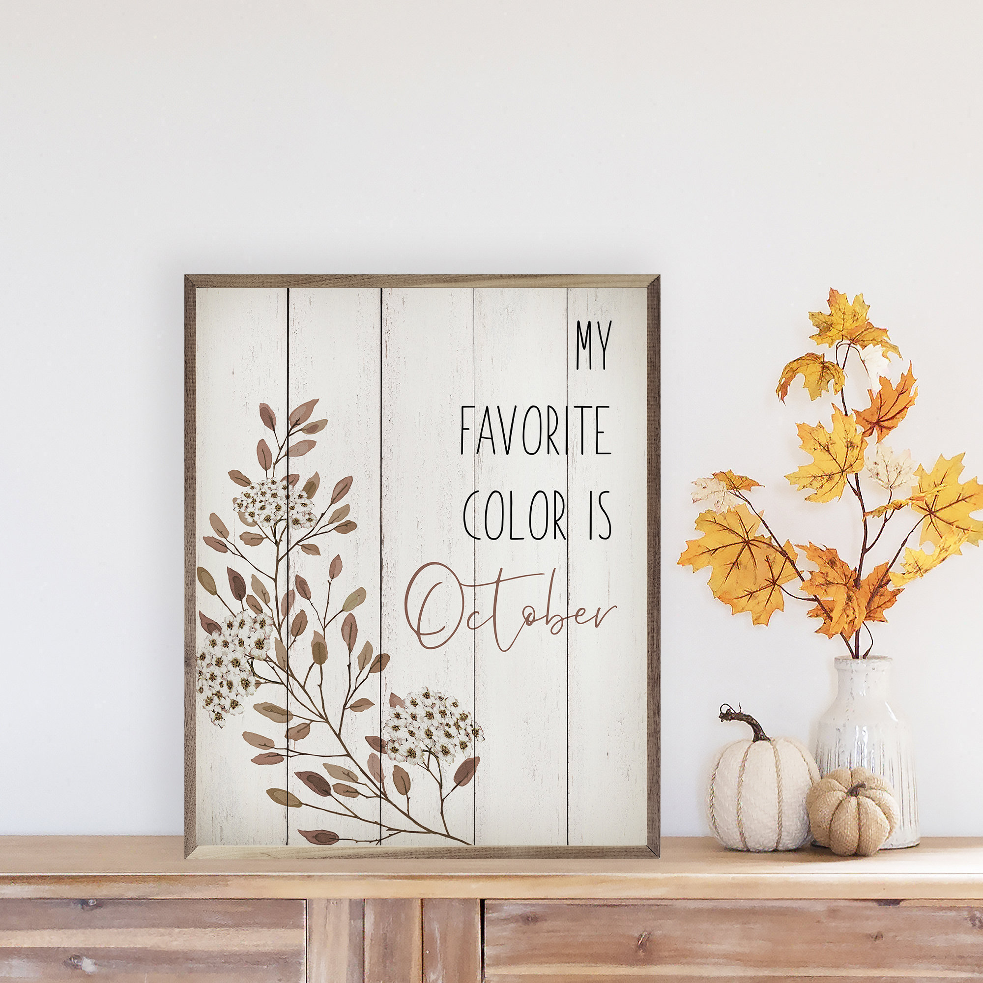 Trinx My Favorite Color Is October Greenery Whitewash | Wayfair