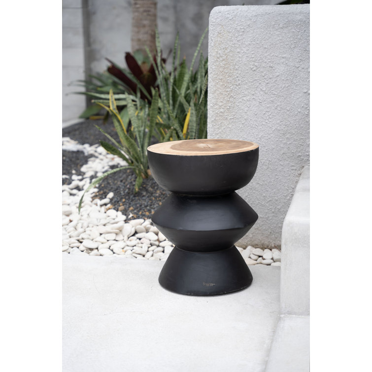 Ivy Bronx The Kulun Stool - Black Natural | Wayfair.co.uk