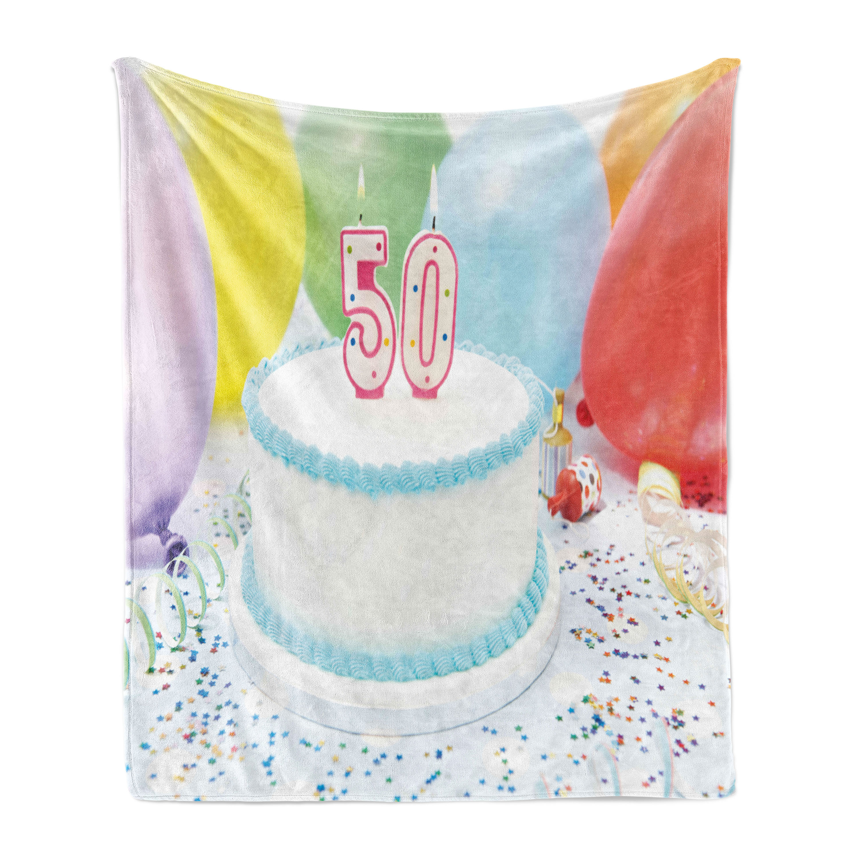 Ambesonne 50th Birthday Fleece Throw Blanket Age 50 Cake Party | Wayfair