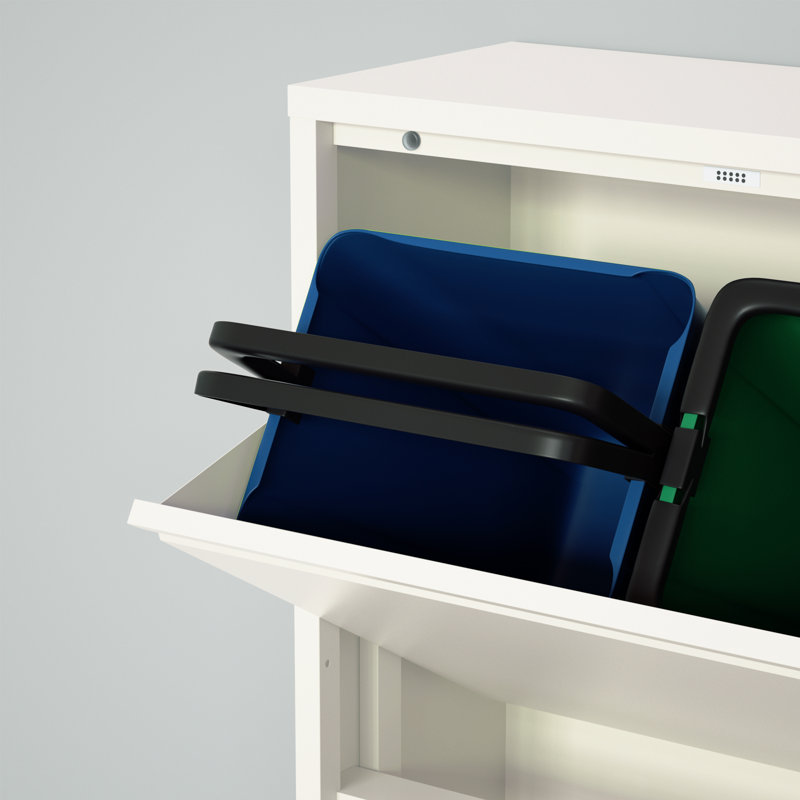 EuropeanFurniture Metal Open Multi-Compartments Trash & Recycling Bin ...