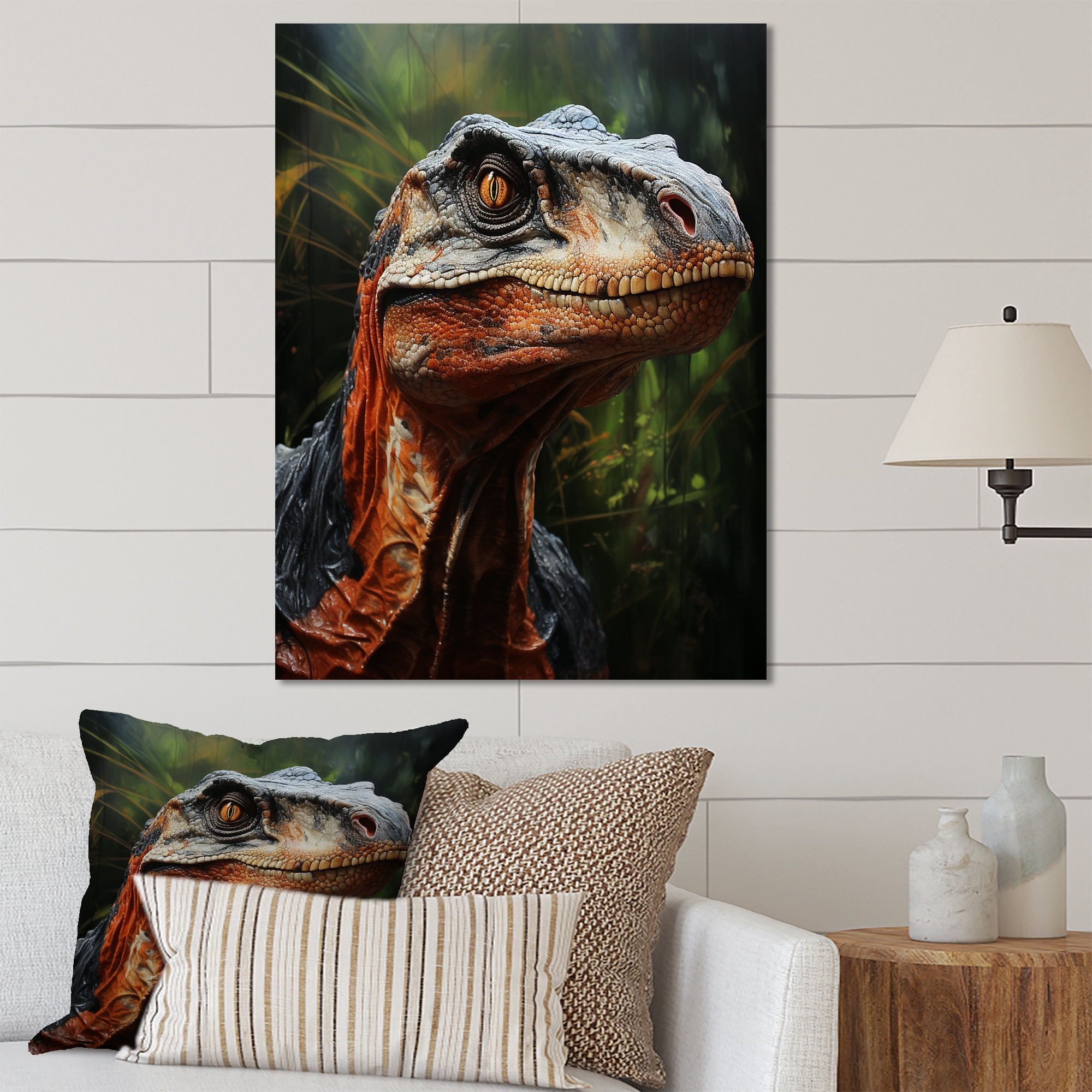 Trinx Velociraptor In Jungle III - Dinosaurmetal Wall Art | Wayfair