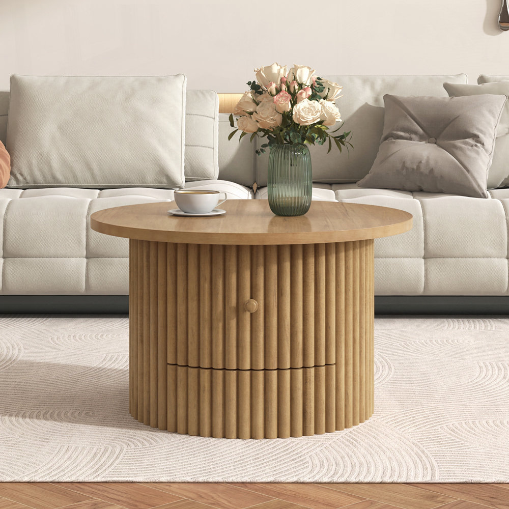 George Oliver Centre Table with Vertical Slat Base - Wayfair Canada