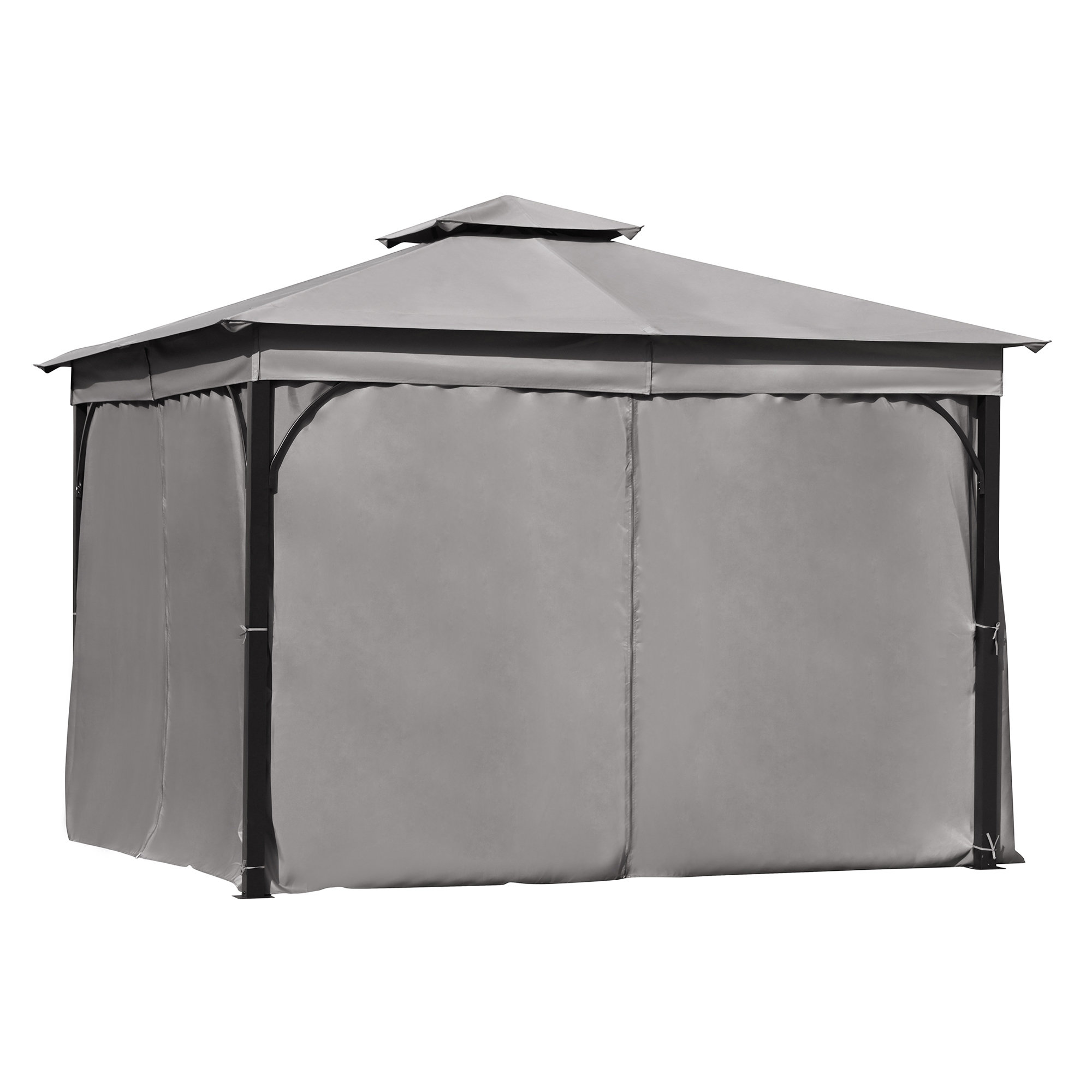 CENSTEEL 10x12 Outdoor Gazebo Tent with Double Roofs, Mesh Screens, and ...