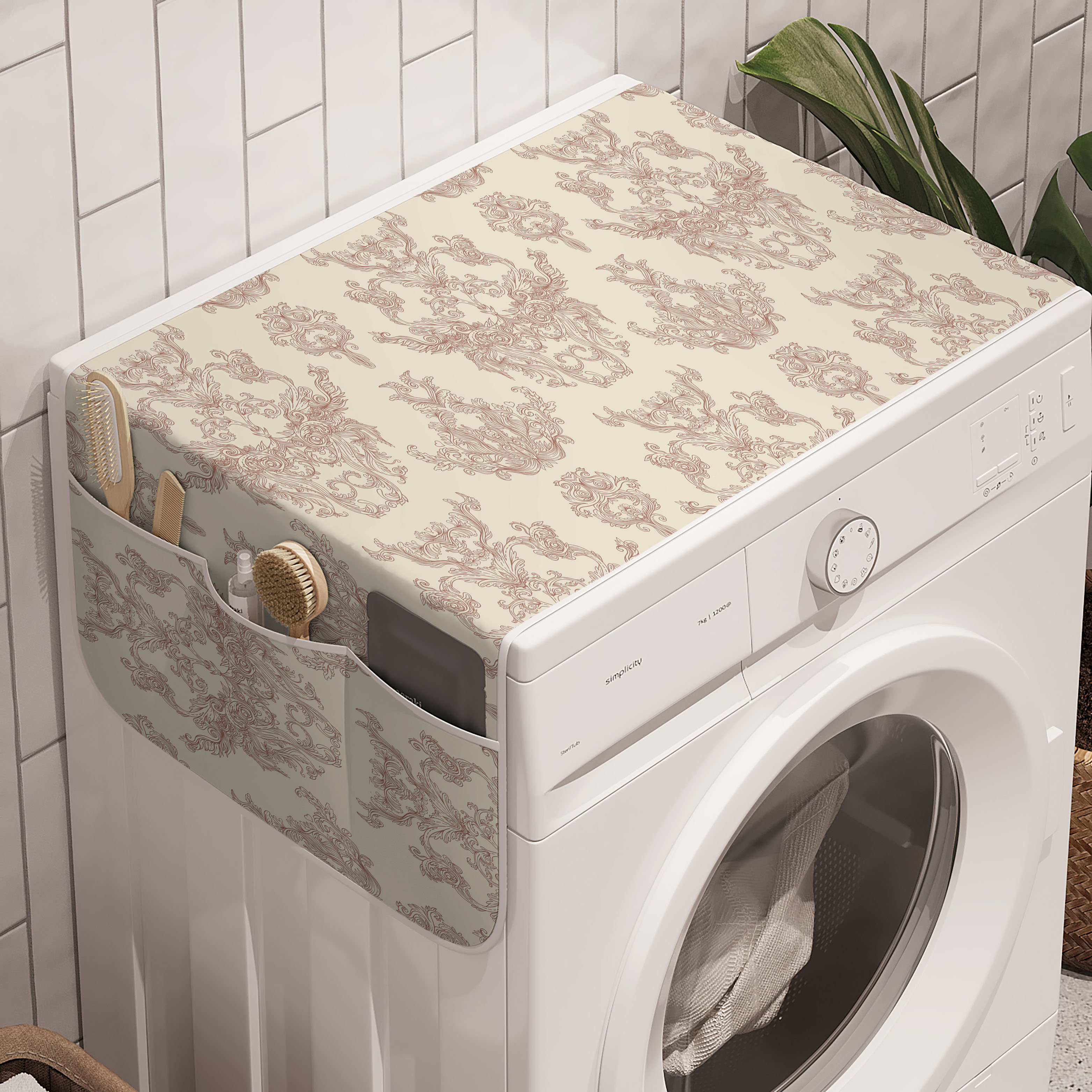 East Urban Home Damask Washing Machine Organizer Pack of 2 47" x 18.5 ...