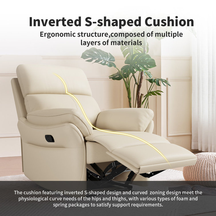 Latitude Run® Latari 33'' Top Genuine Leather Manual Standard Recliner ...