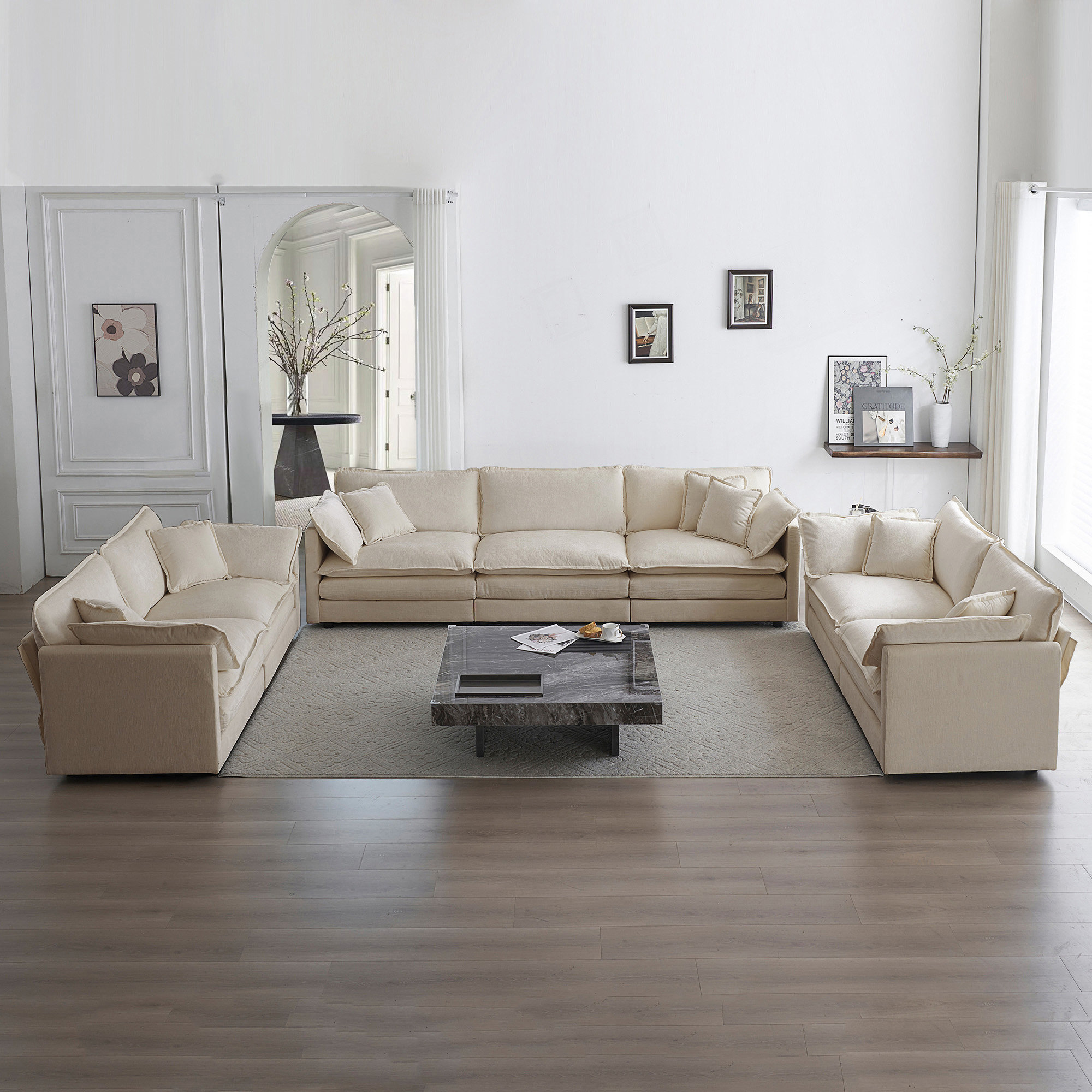 Latitude Run® 3-Piece Oversized Comfy Sofa Set With 2 Two-Seaters And 1 ...