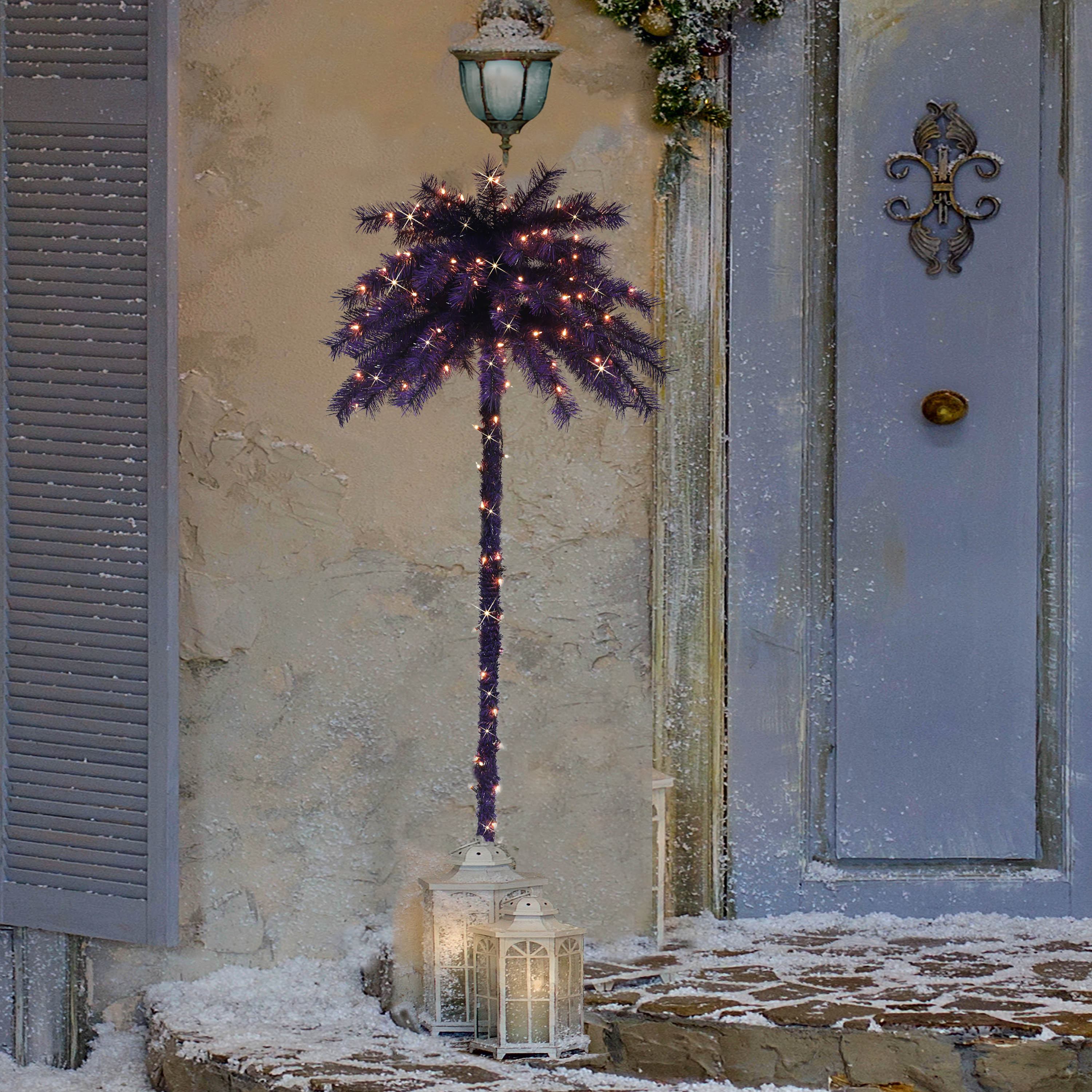 Primrue 72'' H Purple Most Realistic Artificial Tropical Christmas Tree ...