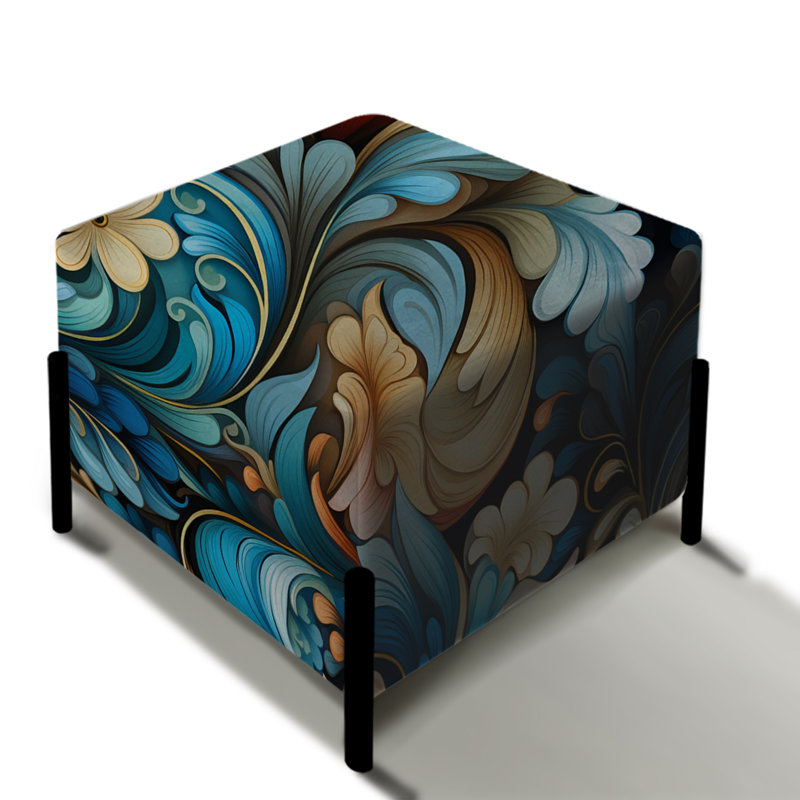 Design Art Desert Mirage Paisley Pattern - Paisley Square Ottoman | Wayfair