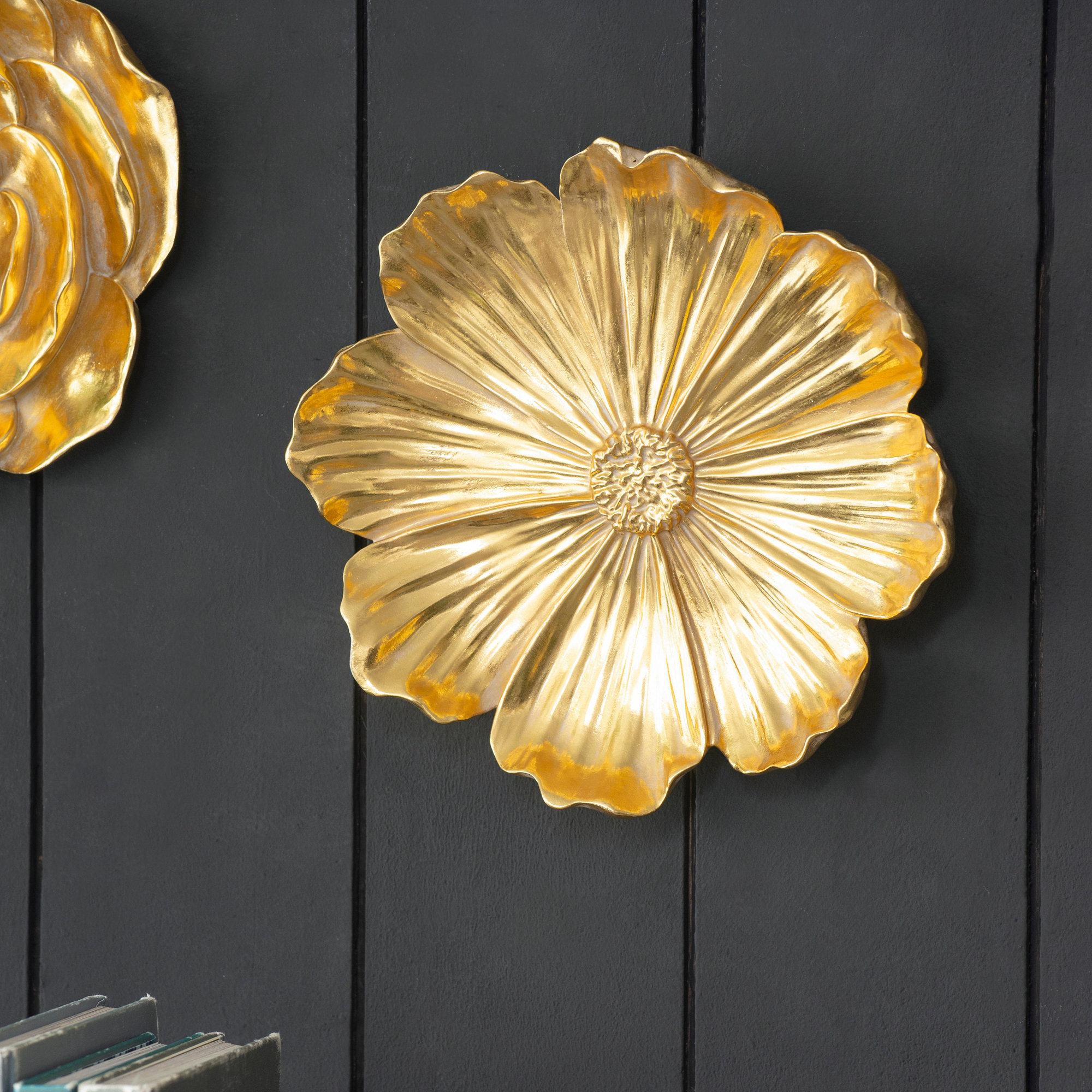Mercer41 S/2 Gold Rose Hanging Wall Accents | Wayfair