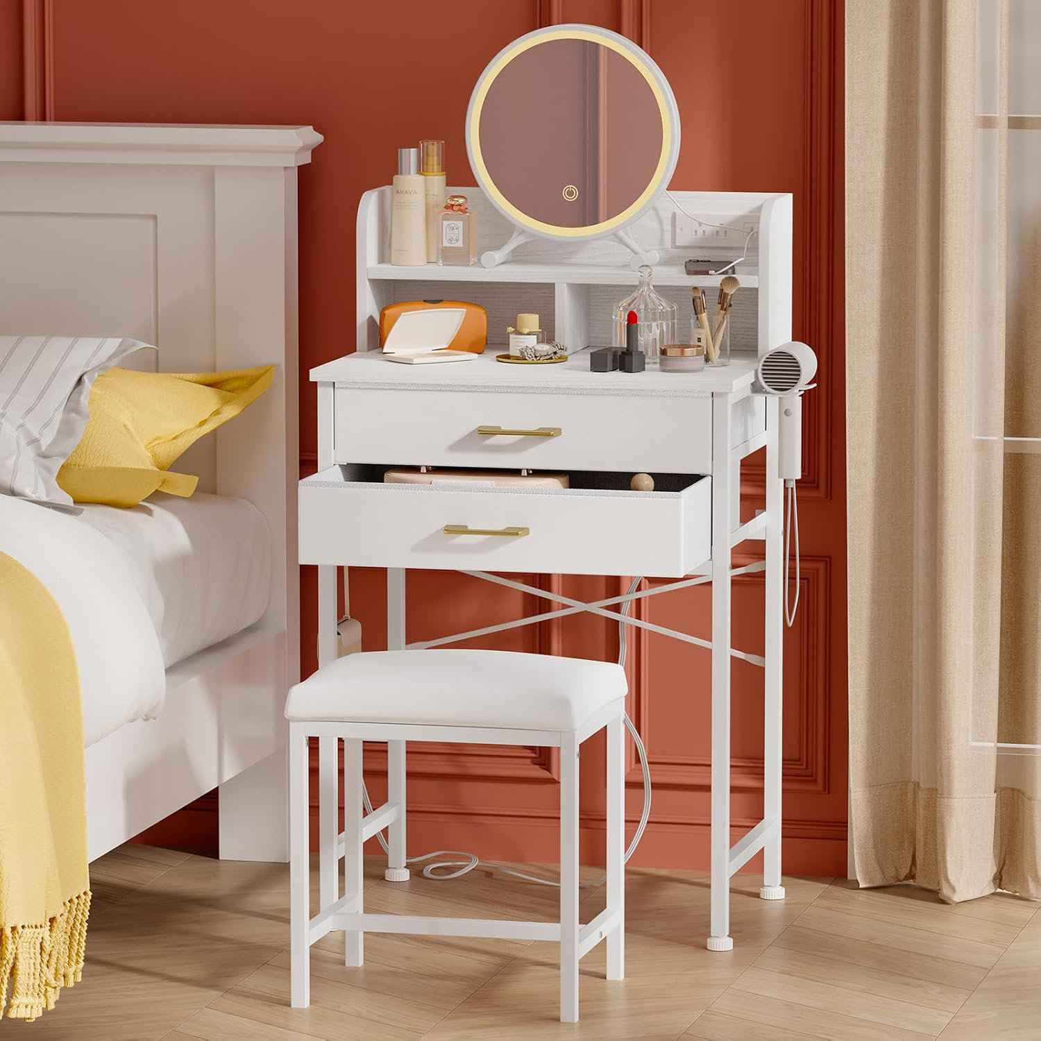 G & R PLUMBING ENTERPRISES, INC. Small white dressing table set with ...