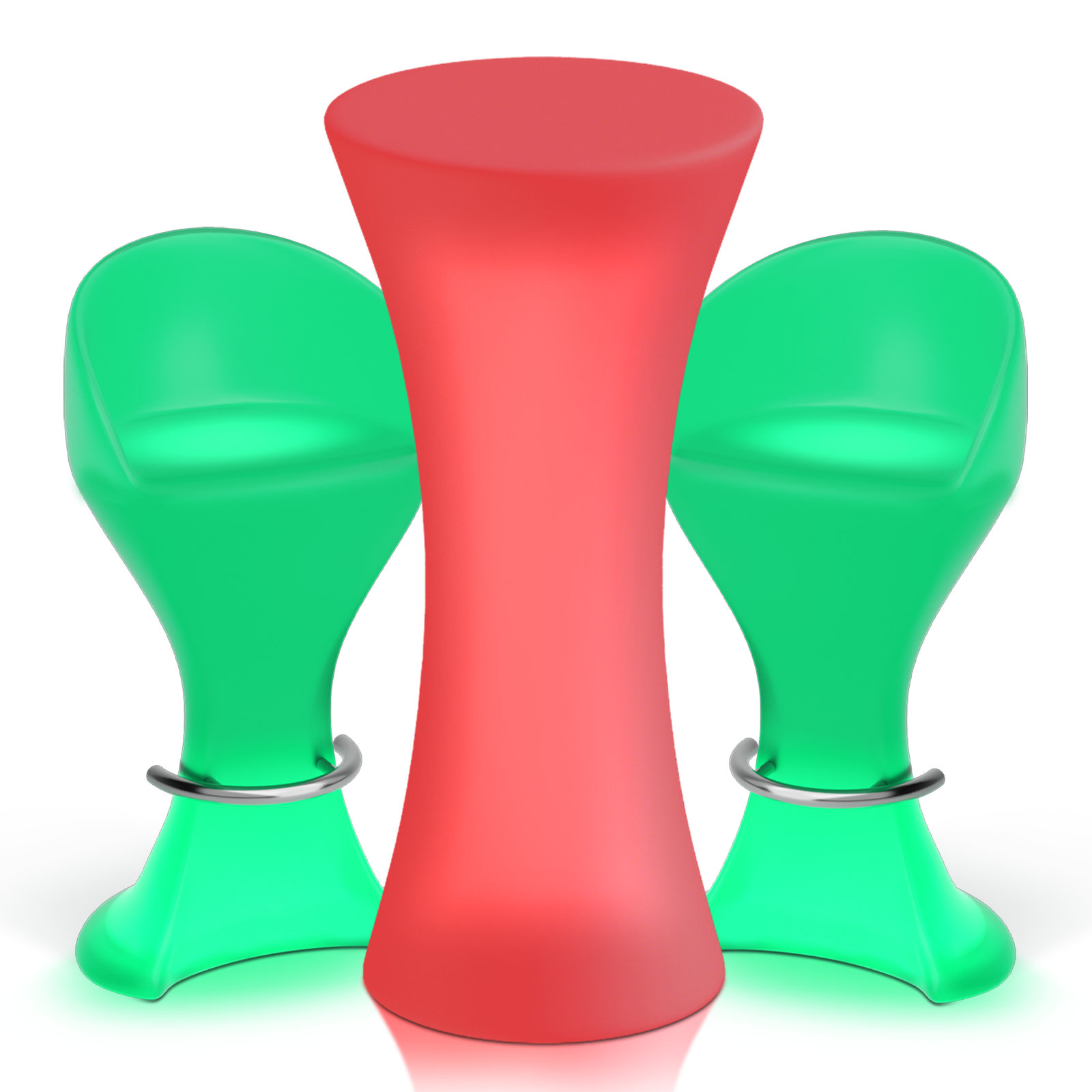 MoNiBloom 3 Piece 2 - Person LED Light Up Bar Stool and Table Modern ...