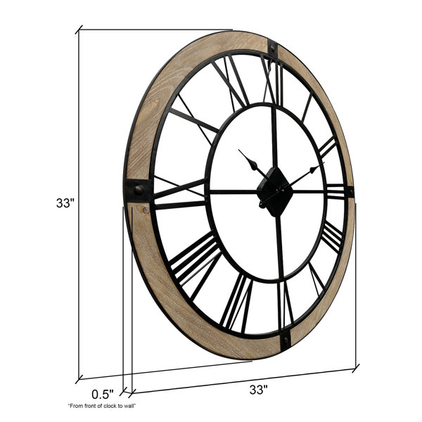 Trent Austin Design® Marinela Round Wood Modern Farmhouse Wall Clock ...