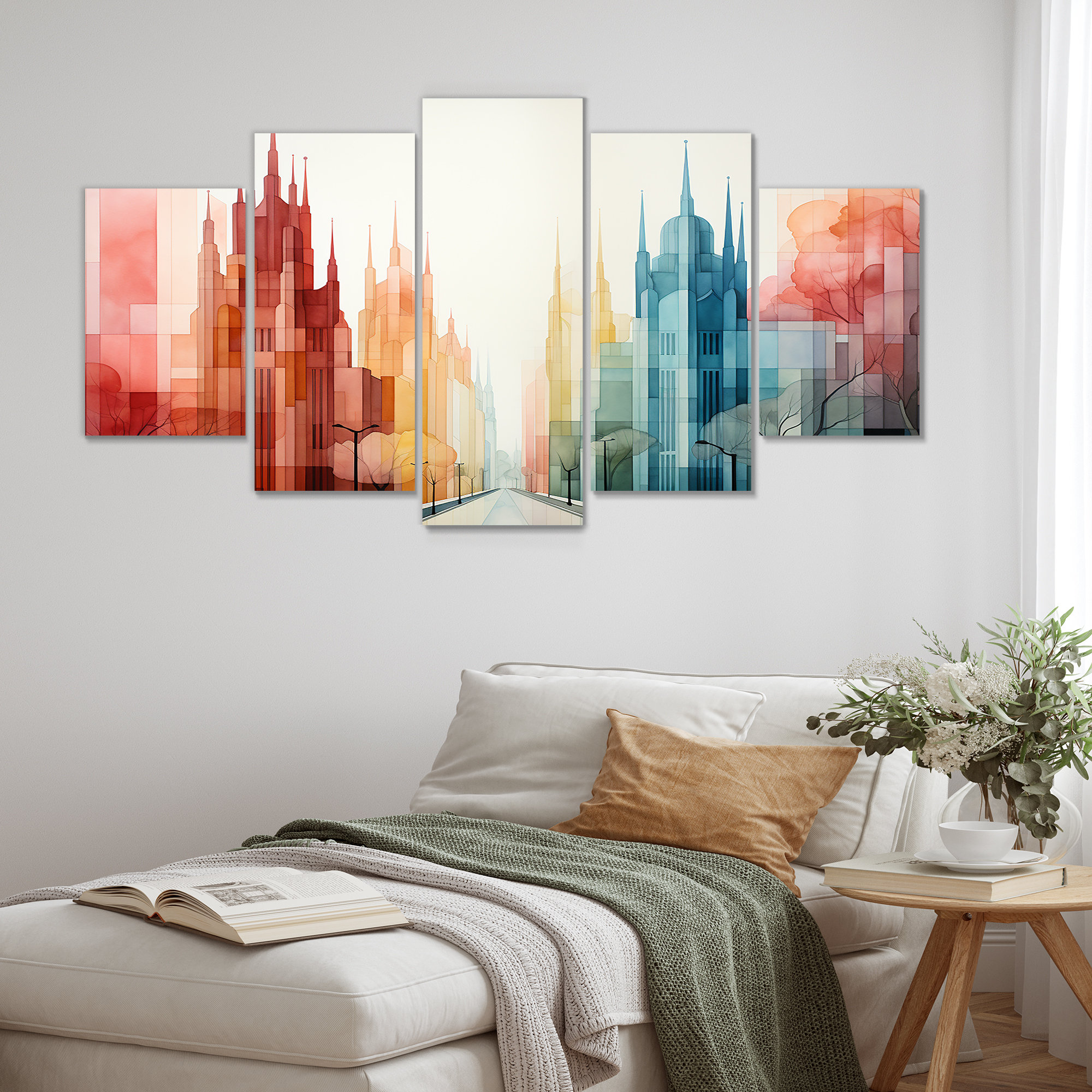 Ivy Bronx Watercolor Colorful New York City I - New York Multipanel ...